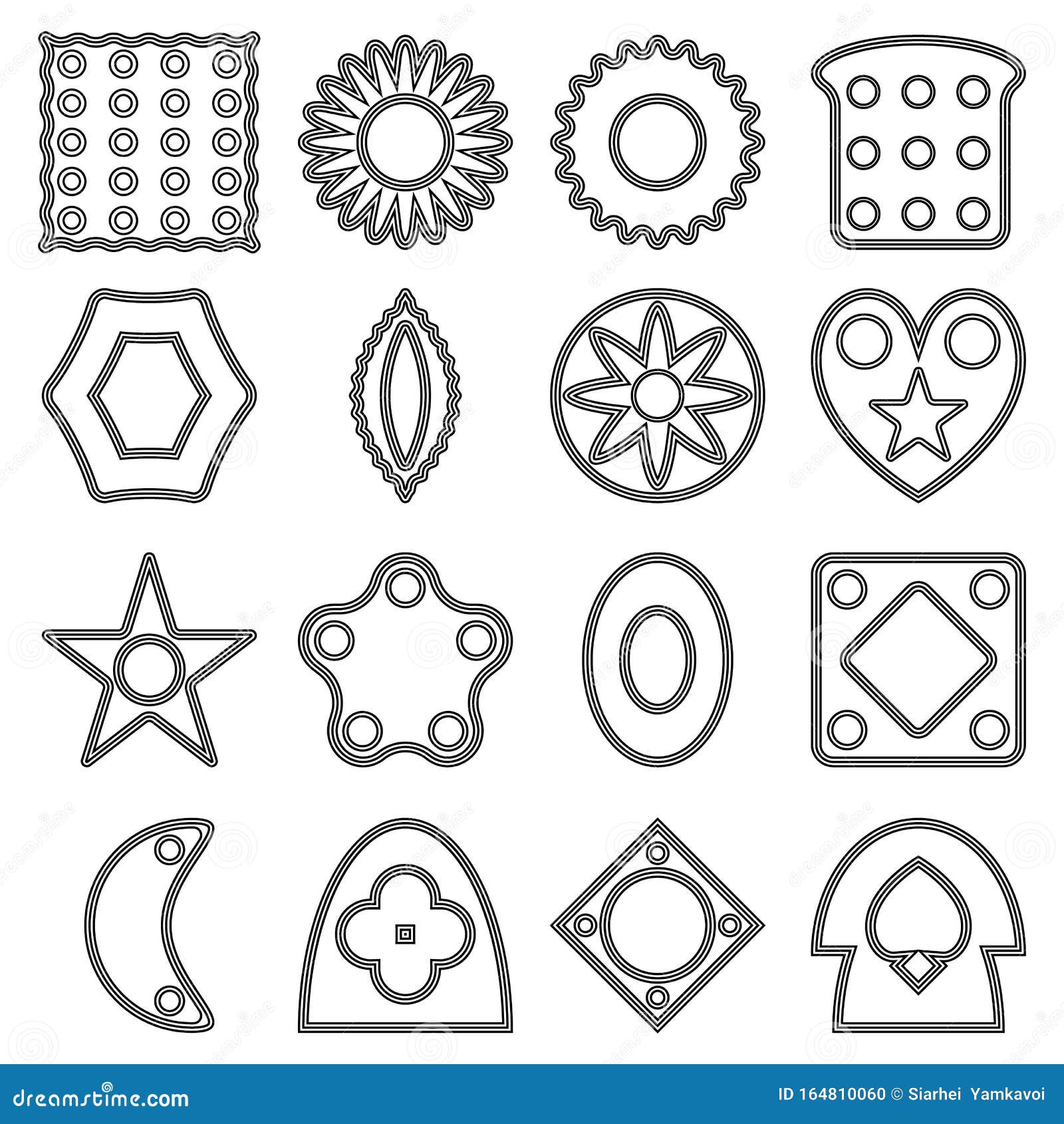 Set of Simple Different Shapes for Coloring. Vector Illustrations for ...