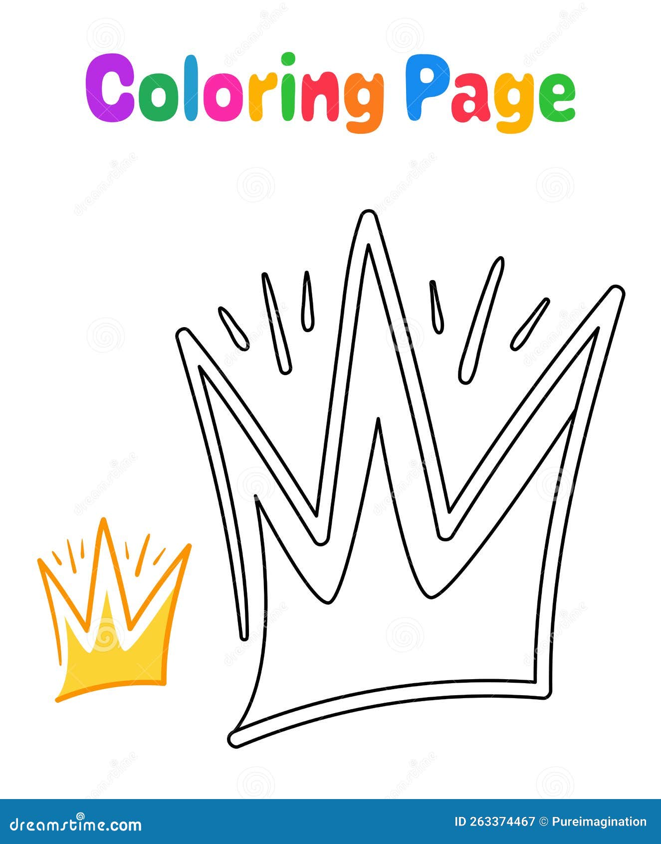 Coloring Page with Crown for Kids Stock Vector - Illustration of comic ...