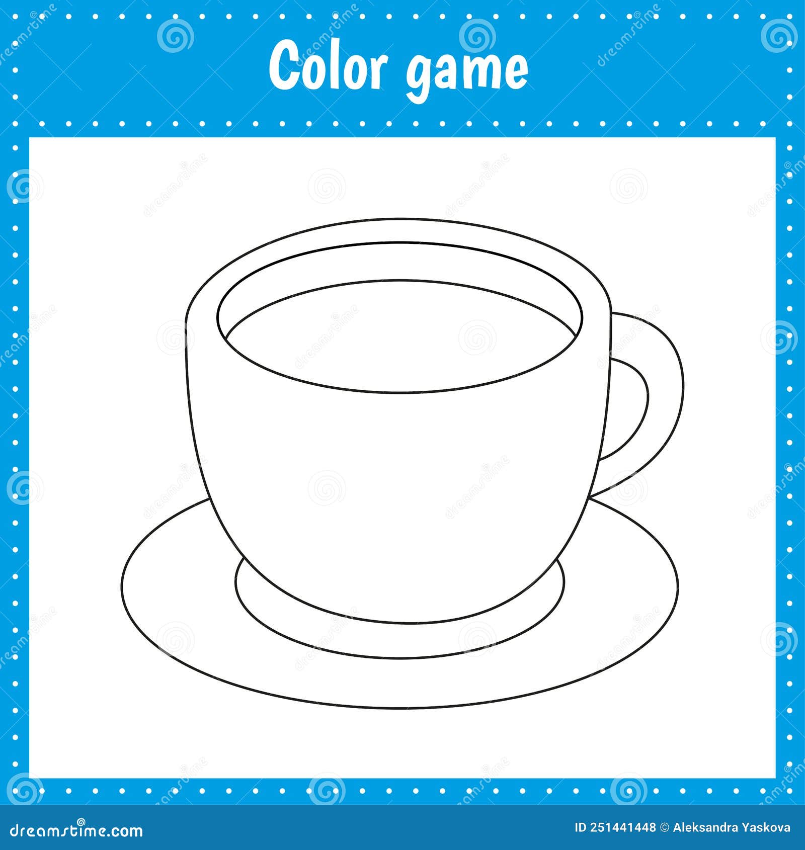 Coloring Page of a Cup for Kids Education and Activity. Vector Black ...