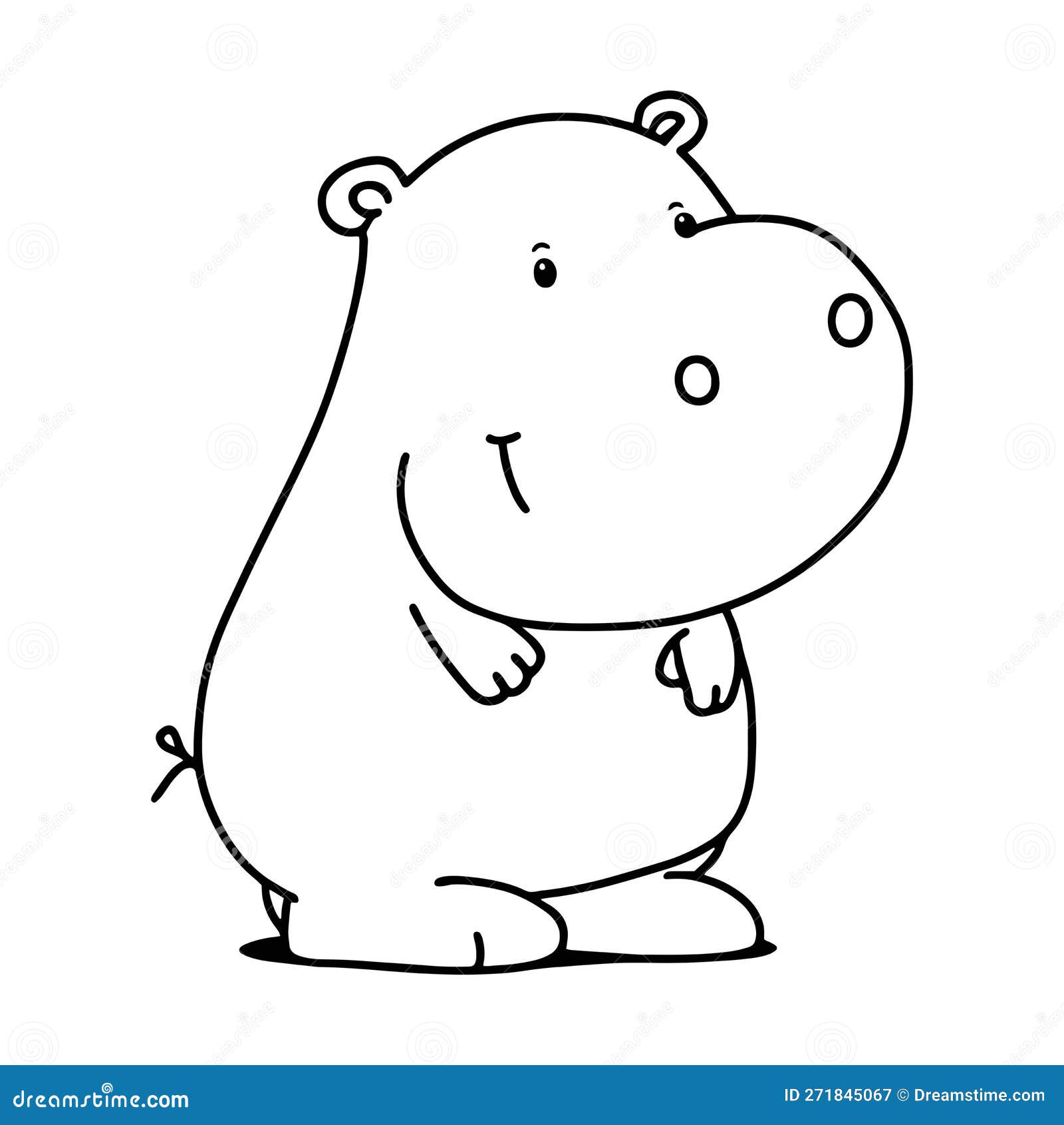 Coloring Page With Cute Little Hippo. Cartoon Vector | CartoonDealer ...