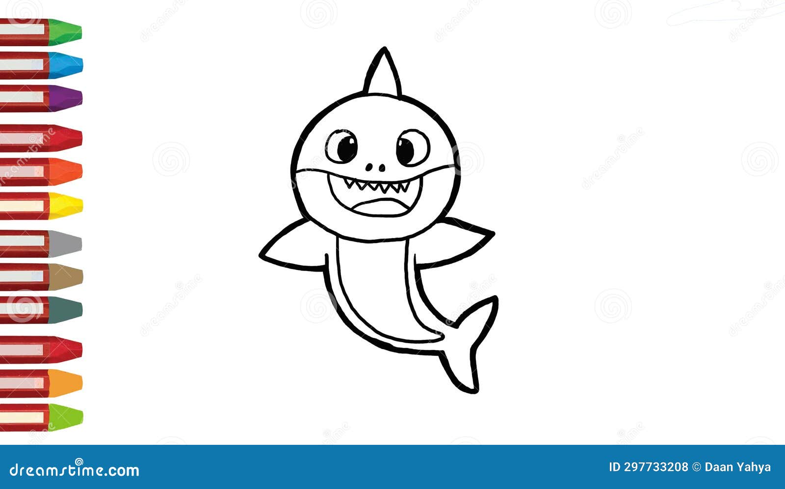 Coloring Page Cute Shark Illustration Stock Illustration - Illustration ...