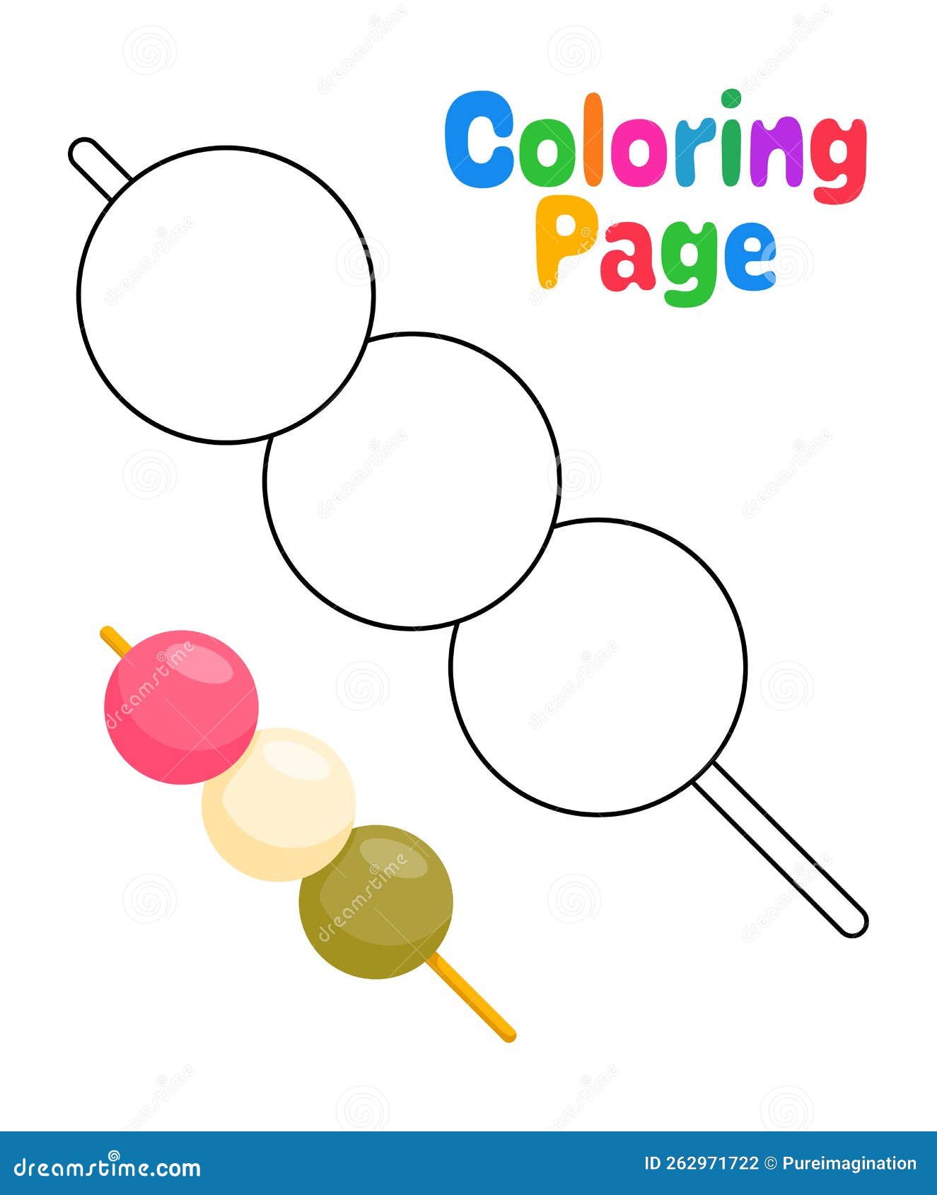 Coloring Page with Dango for Kids Stock Vector - Illustration of event ...