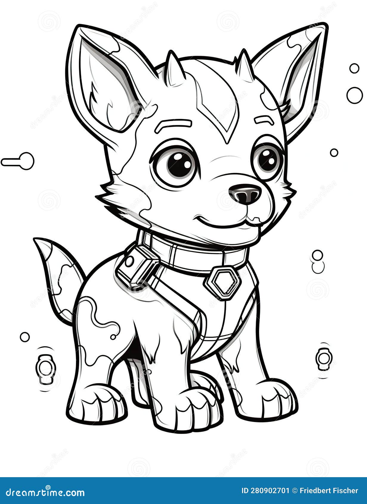 A Coloring Page of a Dog with a Collar. Generative AI Image. Coloring ...