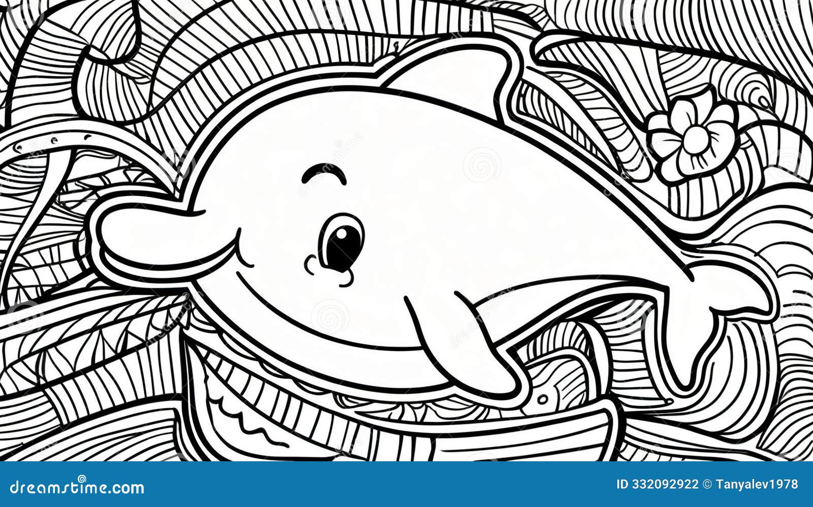 Coloring Page, Dolphin Design Stock Illustration - Illustration of ...
