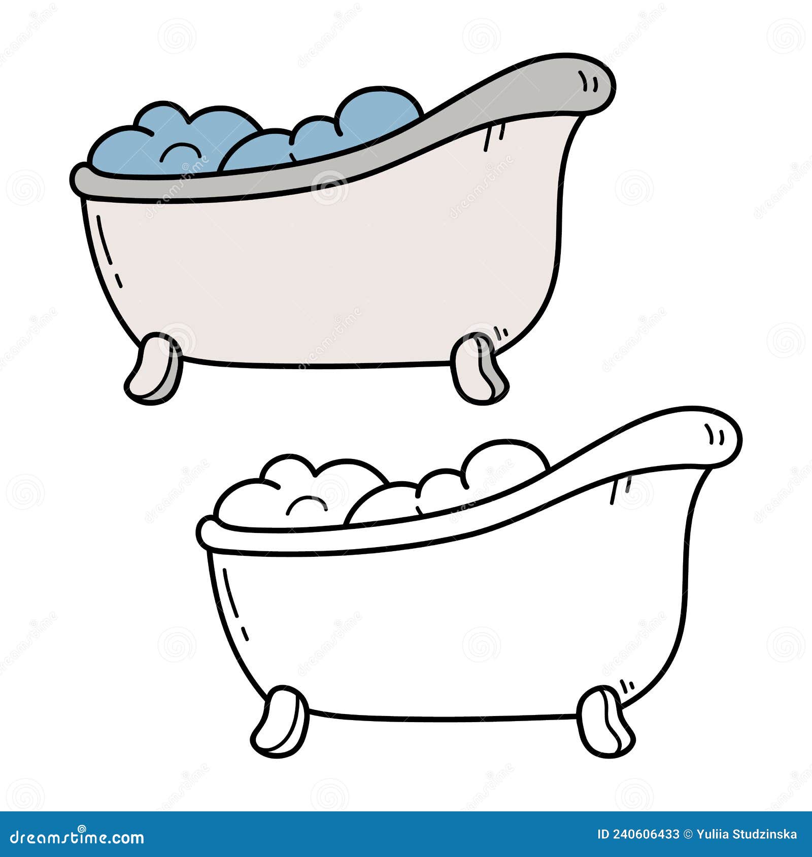Coloring Page of Doodle Bath Stock Vector - Illustration of preschool ...