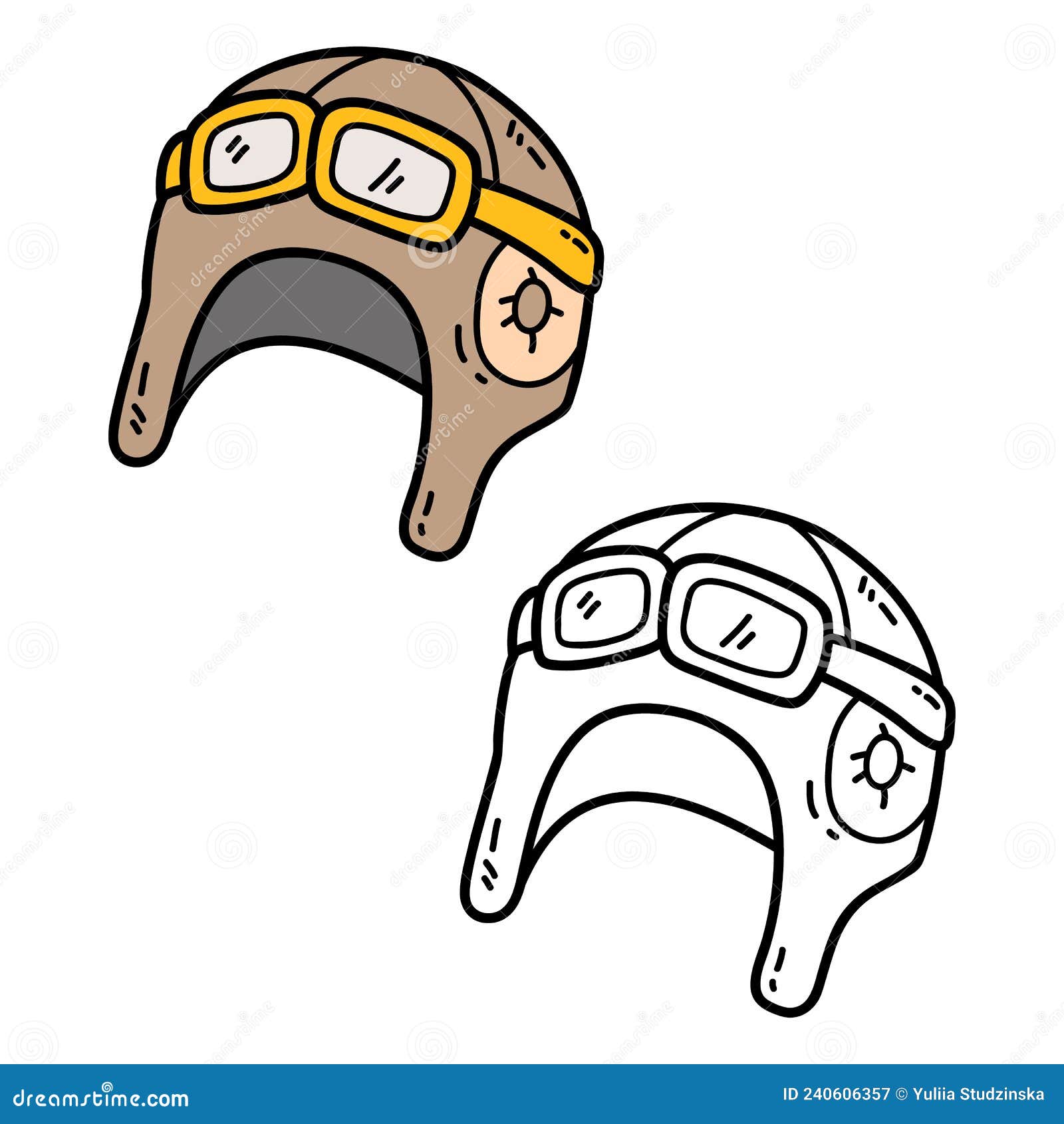 Coloring Page of Doodle Pilot Hat Stock Vector - Illustration of page ...