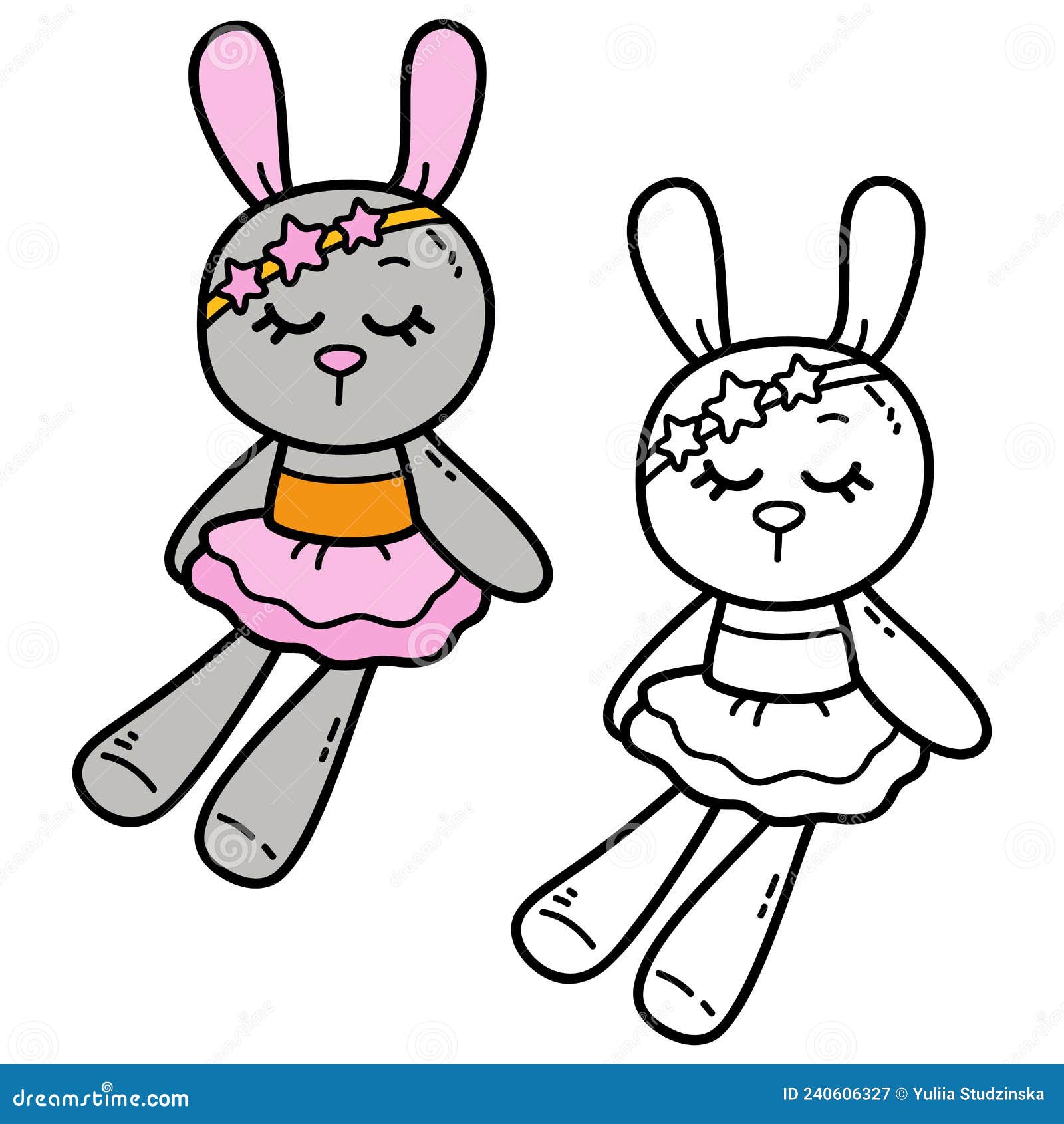 Coloring Page of Doodle Rabbit Stock Vector - Illustration of scrapbook ...