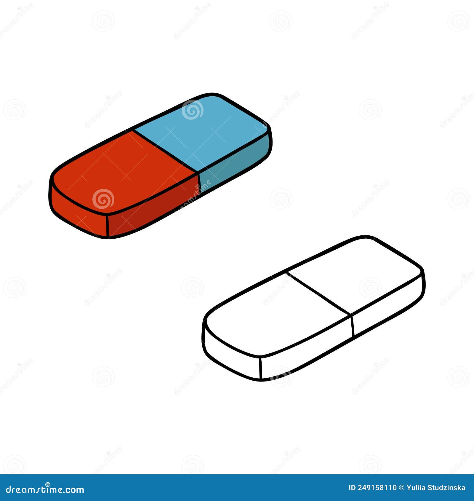 Coloring Page of Doodle Rubber with Example Stock Vector - Illustration ...