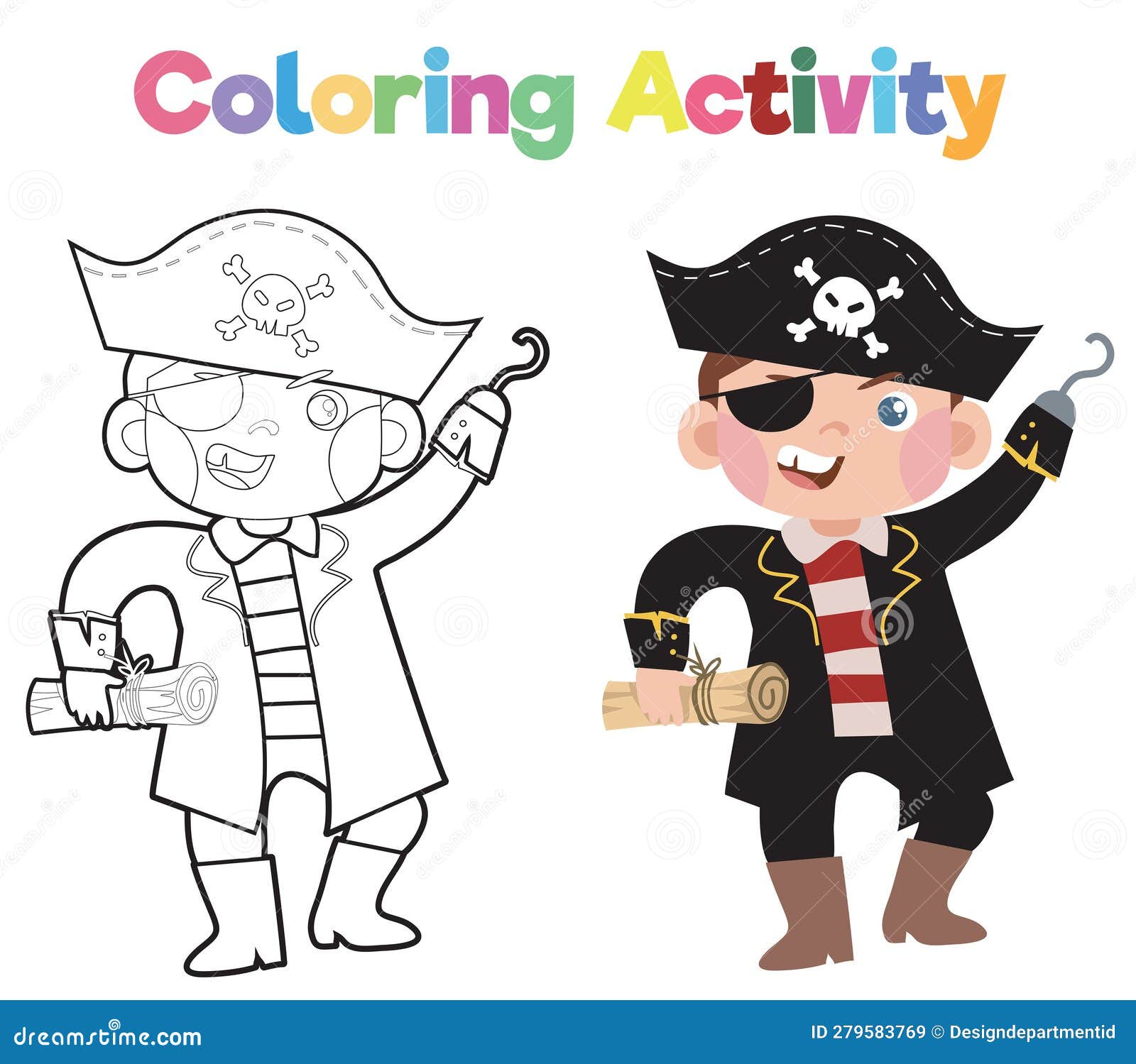 Coloring Book for Children of a Cute Pirate Captain with an Eyepatch ...
