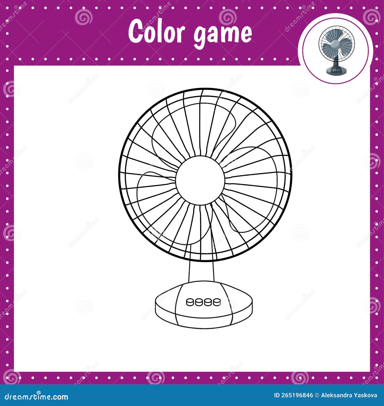 Coloring Page of a Fan for Kids Activity. Stock Vector - Illustration ...