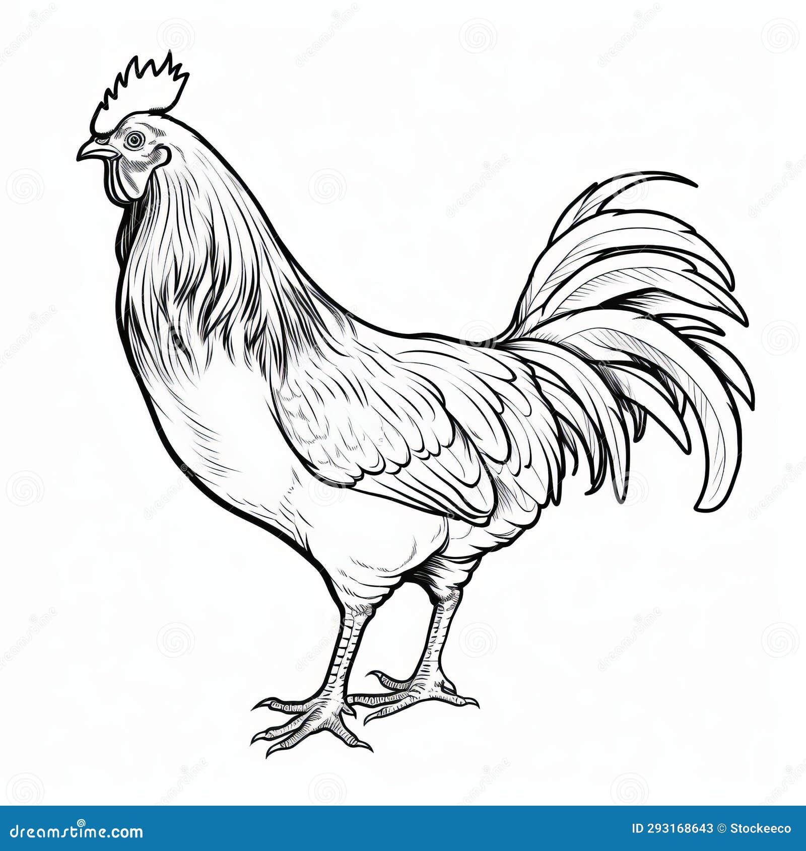 Rooster Portraits: Animal Images for Coloring in Raymond Pettibon Style ...