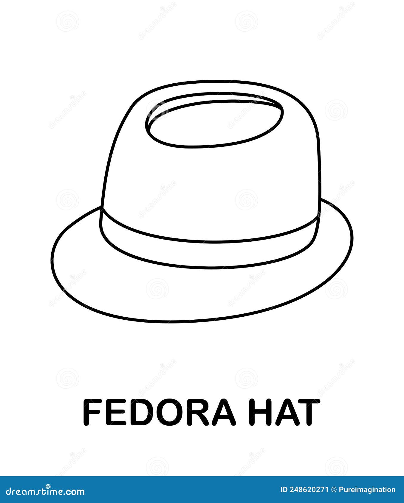 Coloring Page with Fedora Hat for Kids Stock Vector - Illustration of ...
