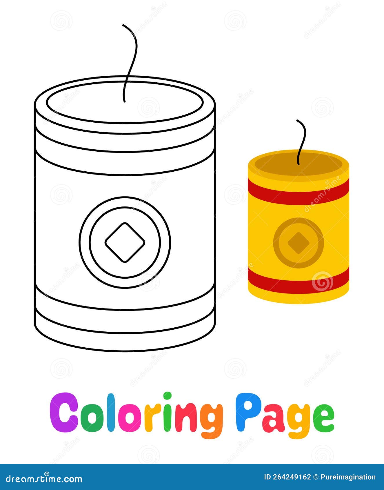 Coloring Page with Firecracker for Kids Stock Vector - Illustration of ...