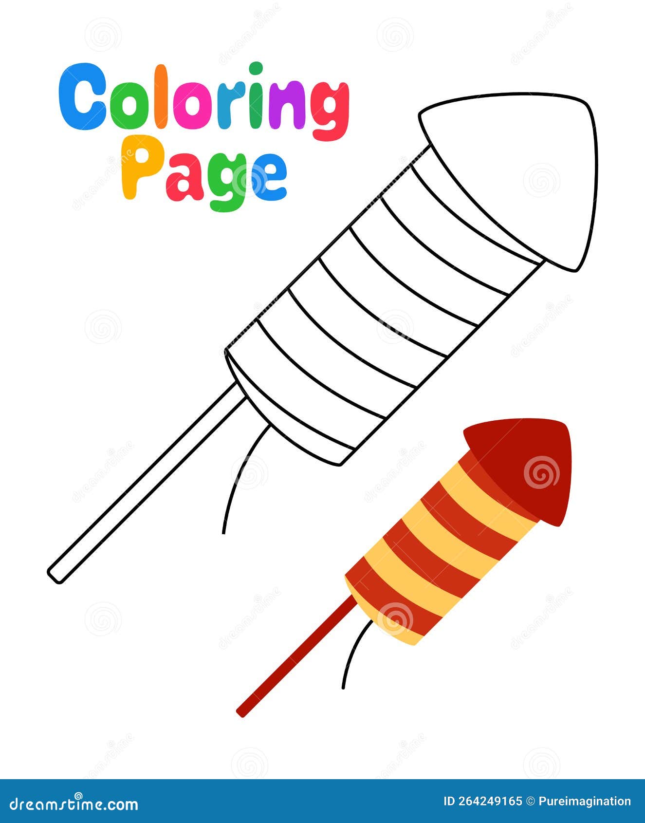 Coloring Page with Firecracker for Kids Stock Vector - Illustration of ...