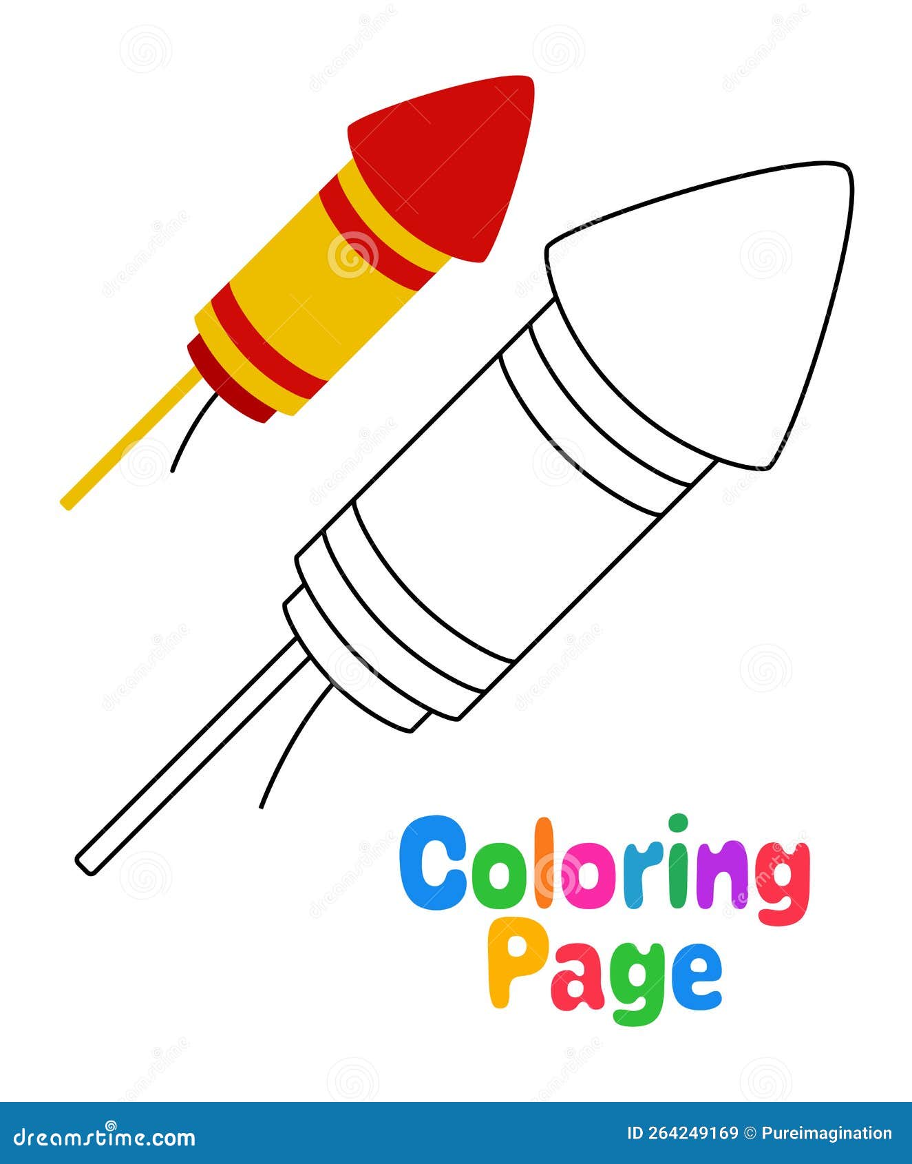 Coloring Page with Firecracker for Kids Stock Vector - Illustration of ...
