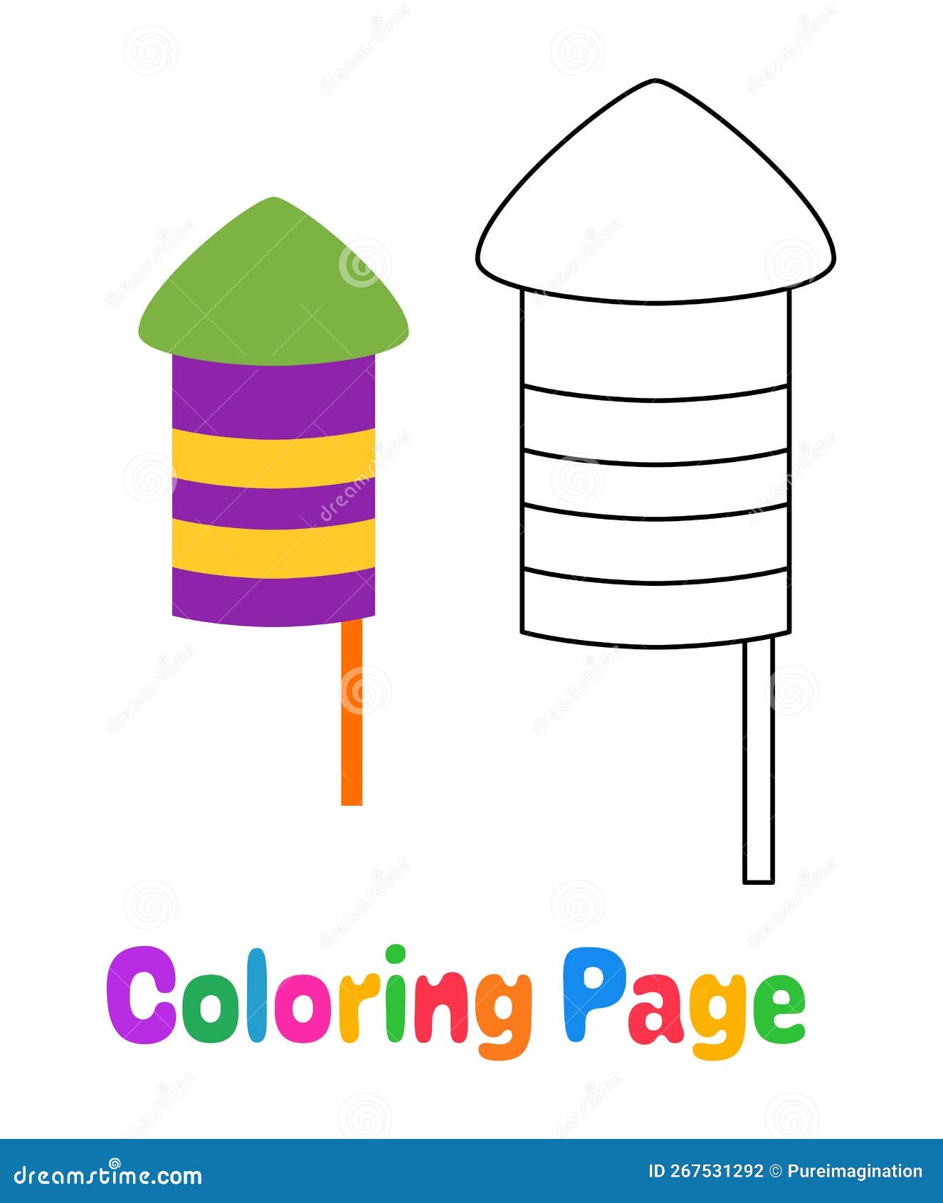 Coloring Page with Firecrackers for Kids Stock Vector - Illustration of ...