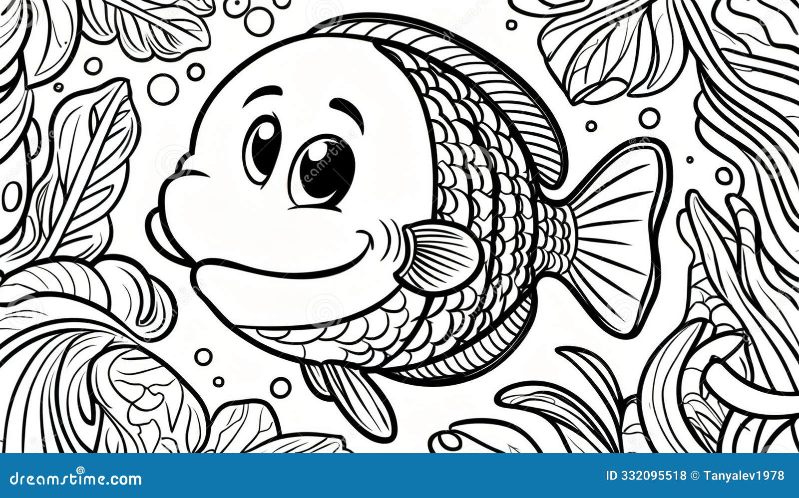 Coloring page, fish design stock illustration. Illustration of print ...