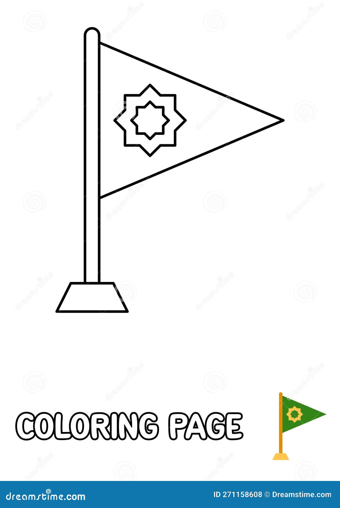 Coloring Page with Flag for Kids Stock Vector - Illustration of outline ...