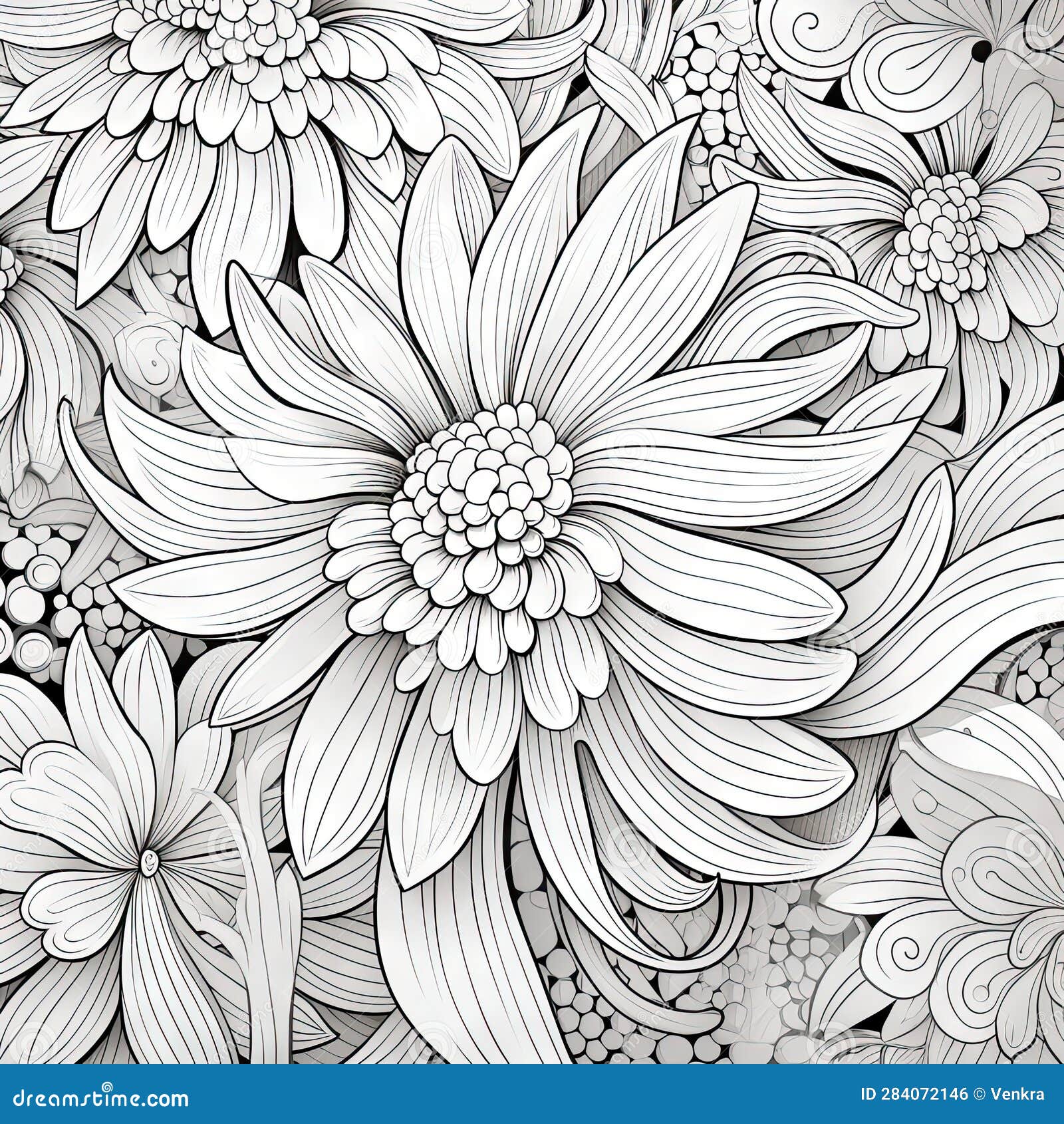 Coloring Page of a Floral Pattern Background Stock Illustration ...