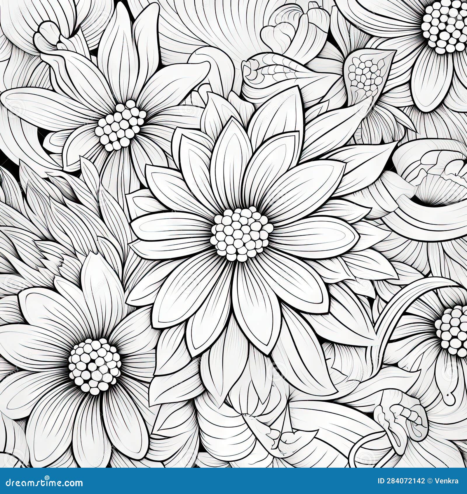 Coloring Page of a Floral Pattern Abstract Background Stock ...