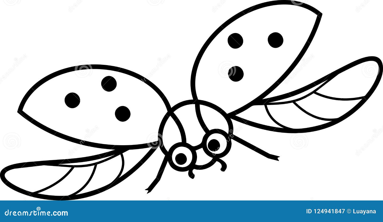 Coloring Page. Flying Cartoon Ladybird Stock Vector - Illustration of ...