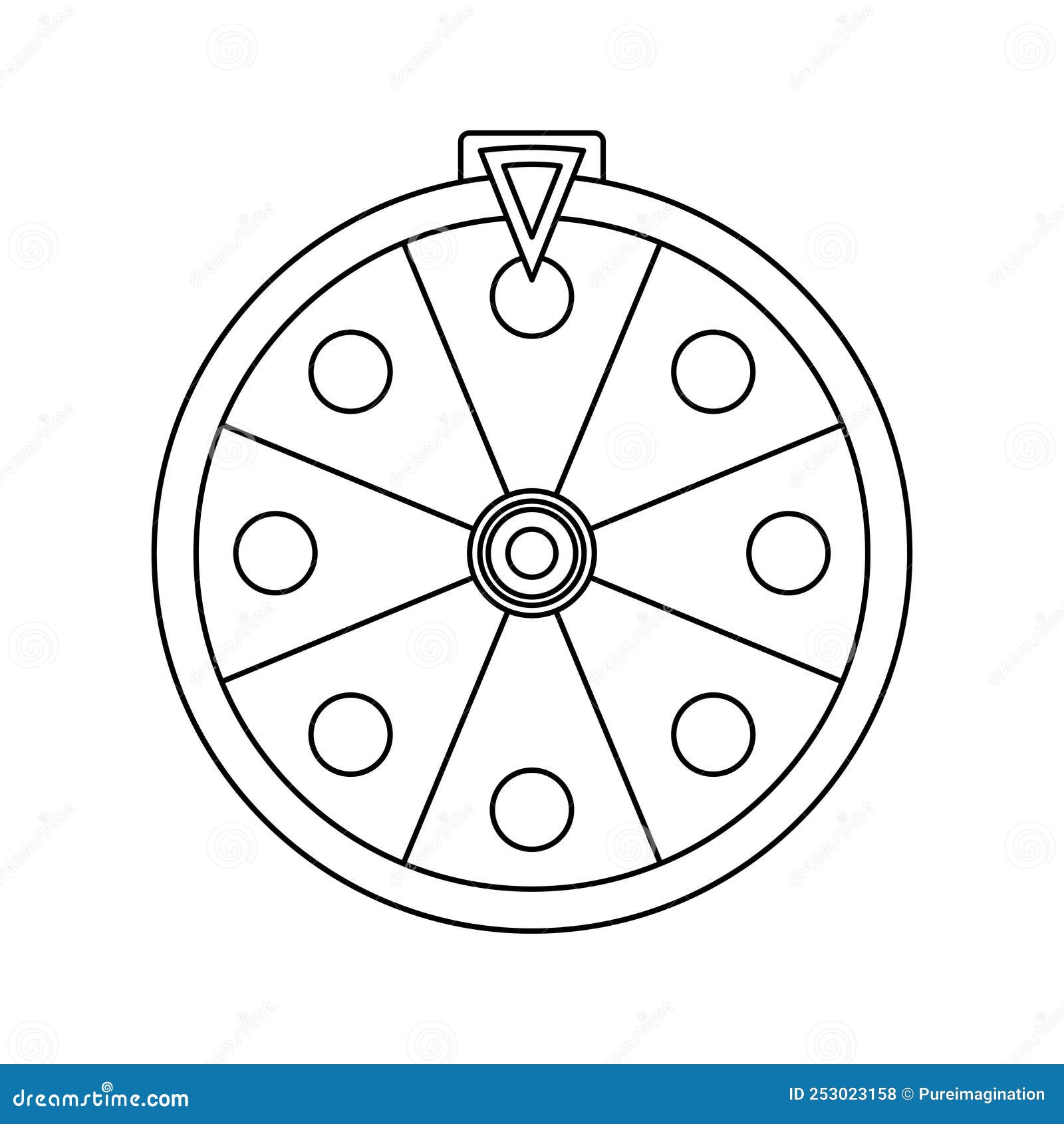 Coloring Page with Fortune Wheel for Kids Stock Vector - Illustration ...