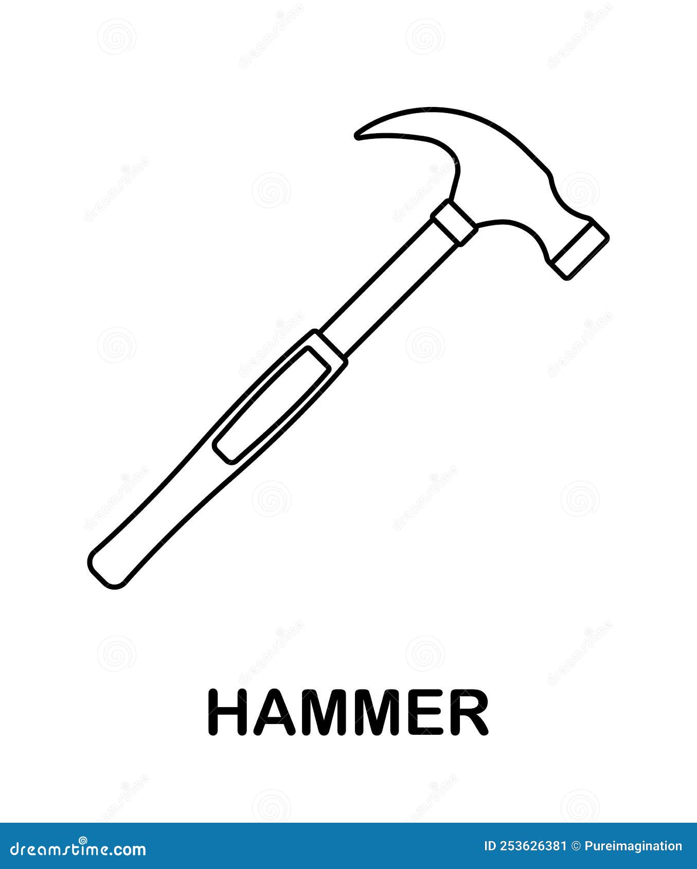 Coloring Page with Hammer for Kids Stock Vector - Illustration of page ...