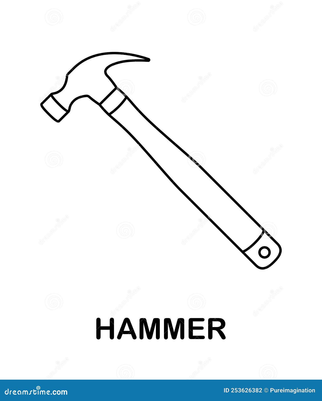 Coloring Page with Hammer for Kids Stock Vector - Illustration of line ...