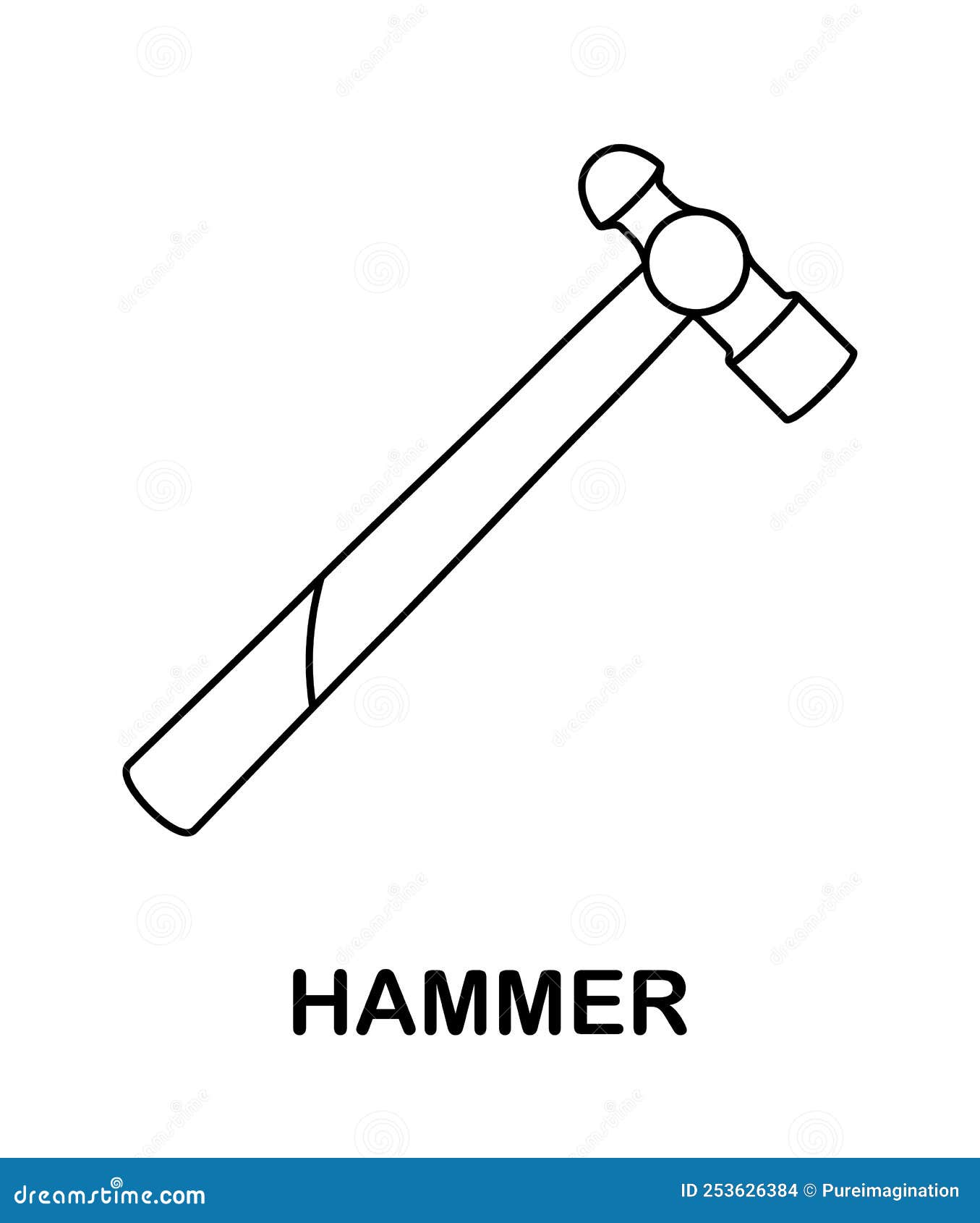 Coloring Page with Hammer for Kids Stock Vector - Illustration of ...