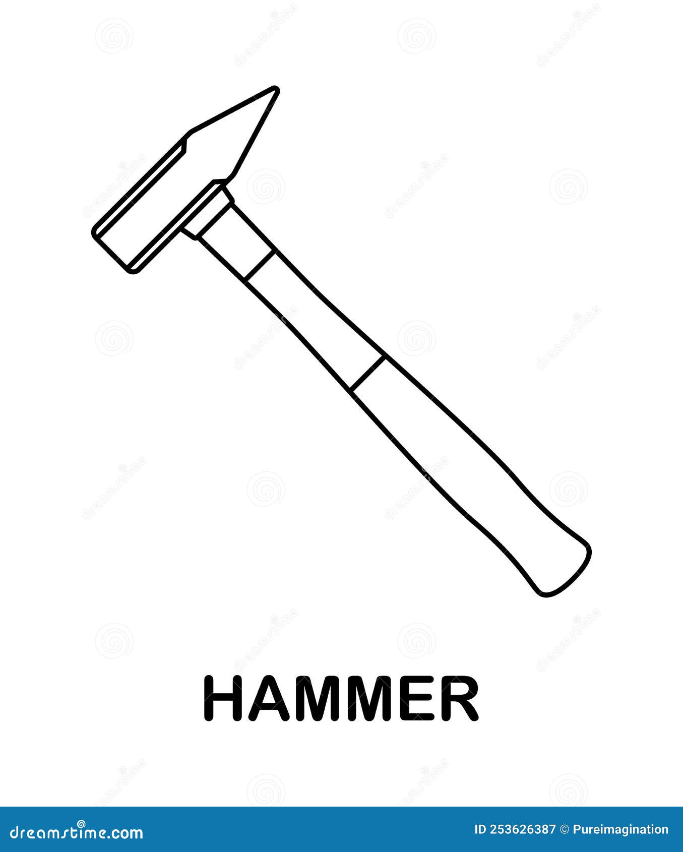 Coloring Page with Hammer for Kids Stock Vector - Illustration of cute ...