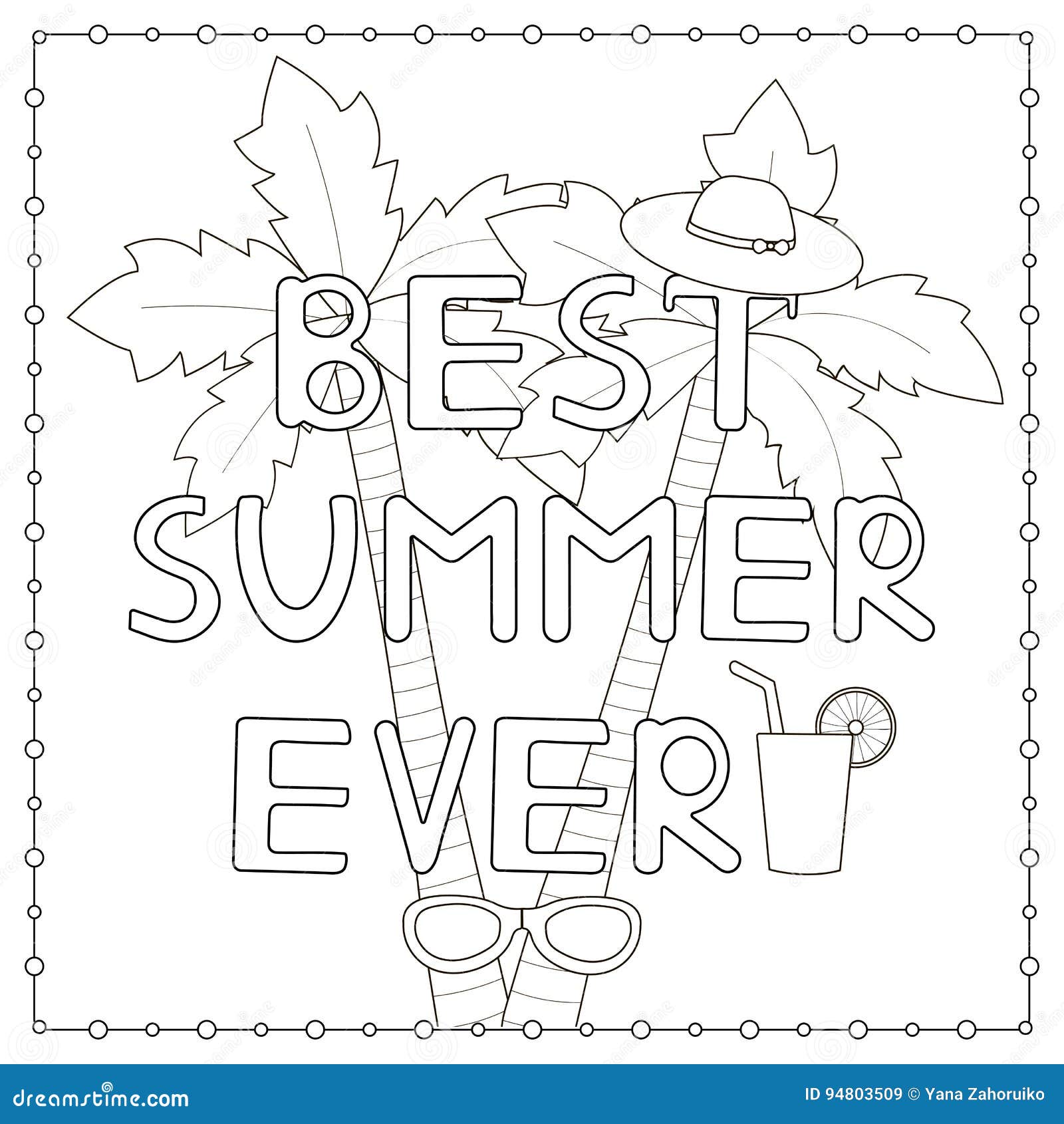 Coloring Page with Hand Drawn Text Stock Illustration - Illustration of ...