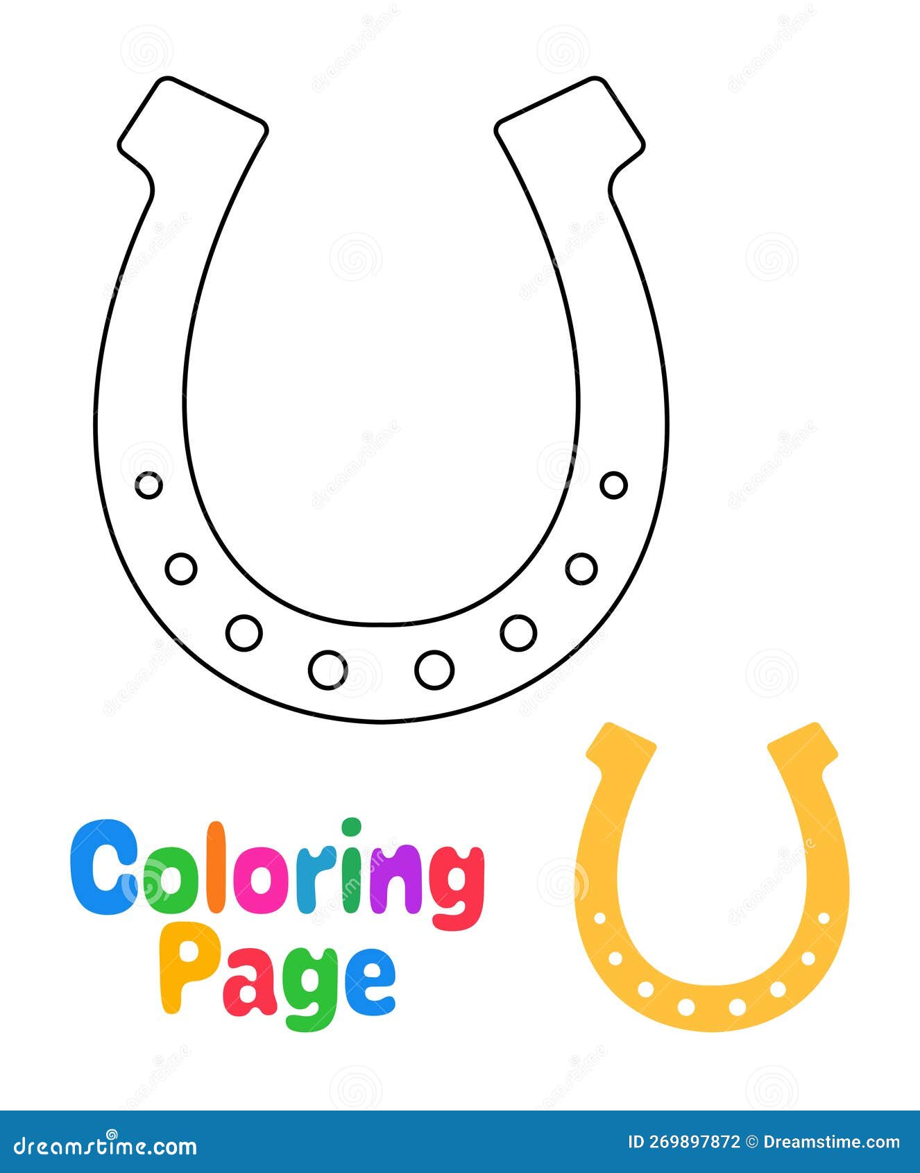 Coloring Page with Horseshoe for Kids Stock Vector - Illustration of ...
