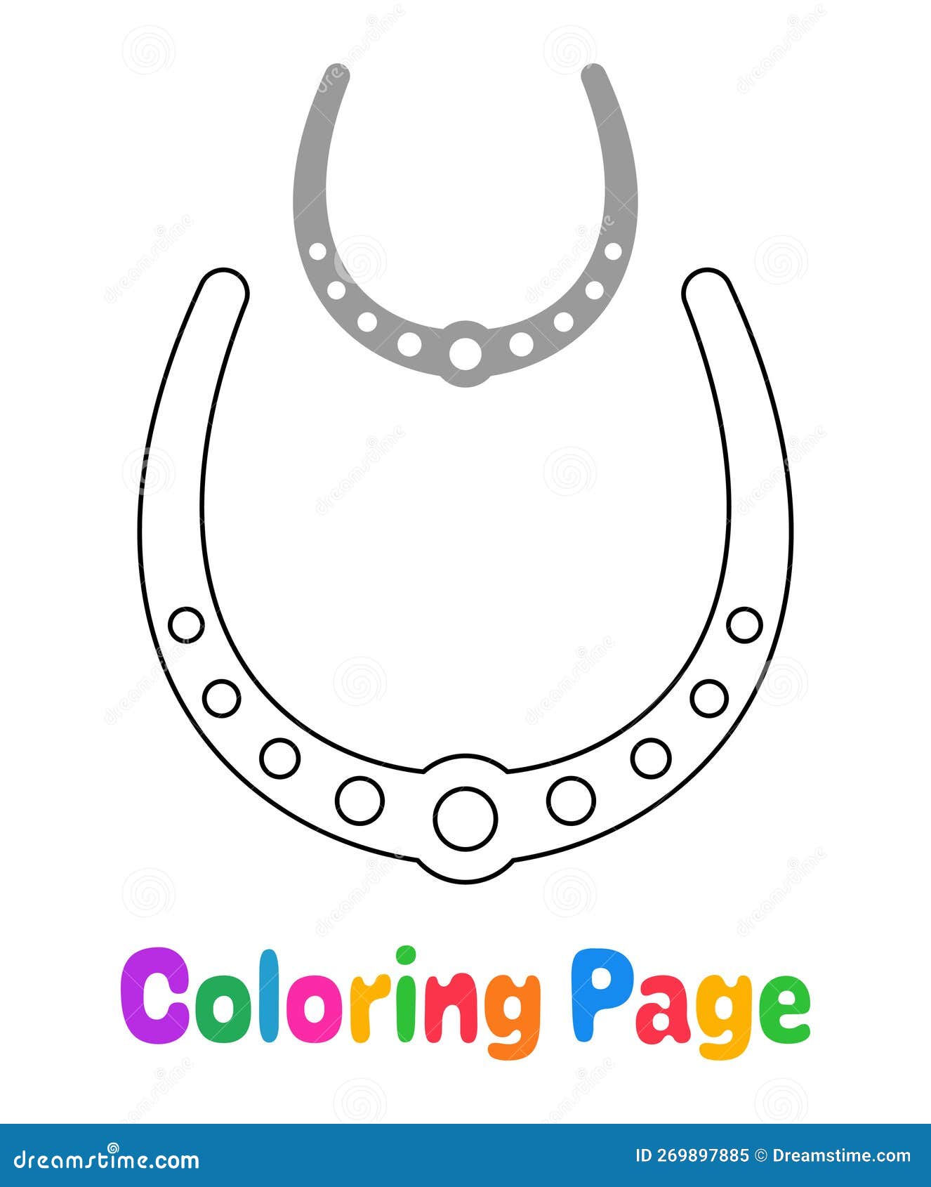Coloring Page with Horseshoe for Kids Stock Vector - Illustration of ...