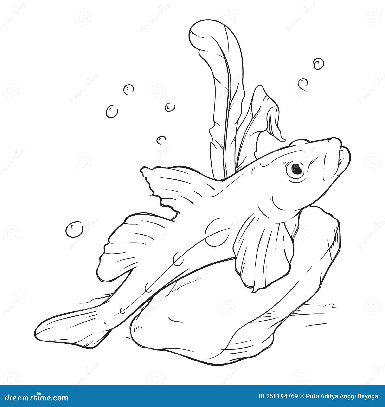 Swimming Fish Coloring Page Stock Vector - Illustration of cartoon ...