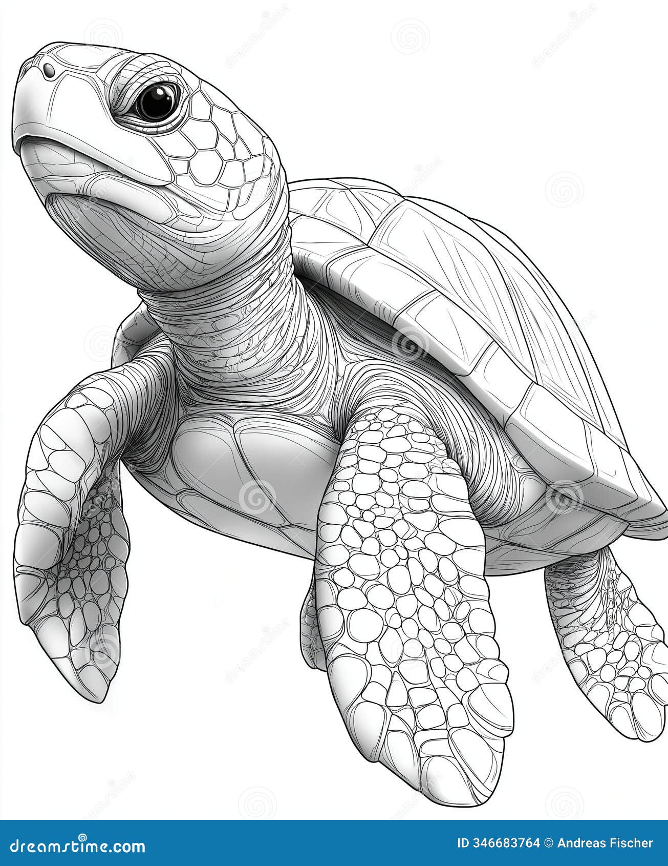 Coloring Page for Kids and Adults, Animal Turtle. Stock Photo - Image ...