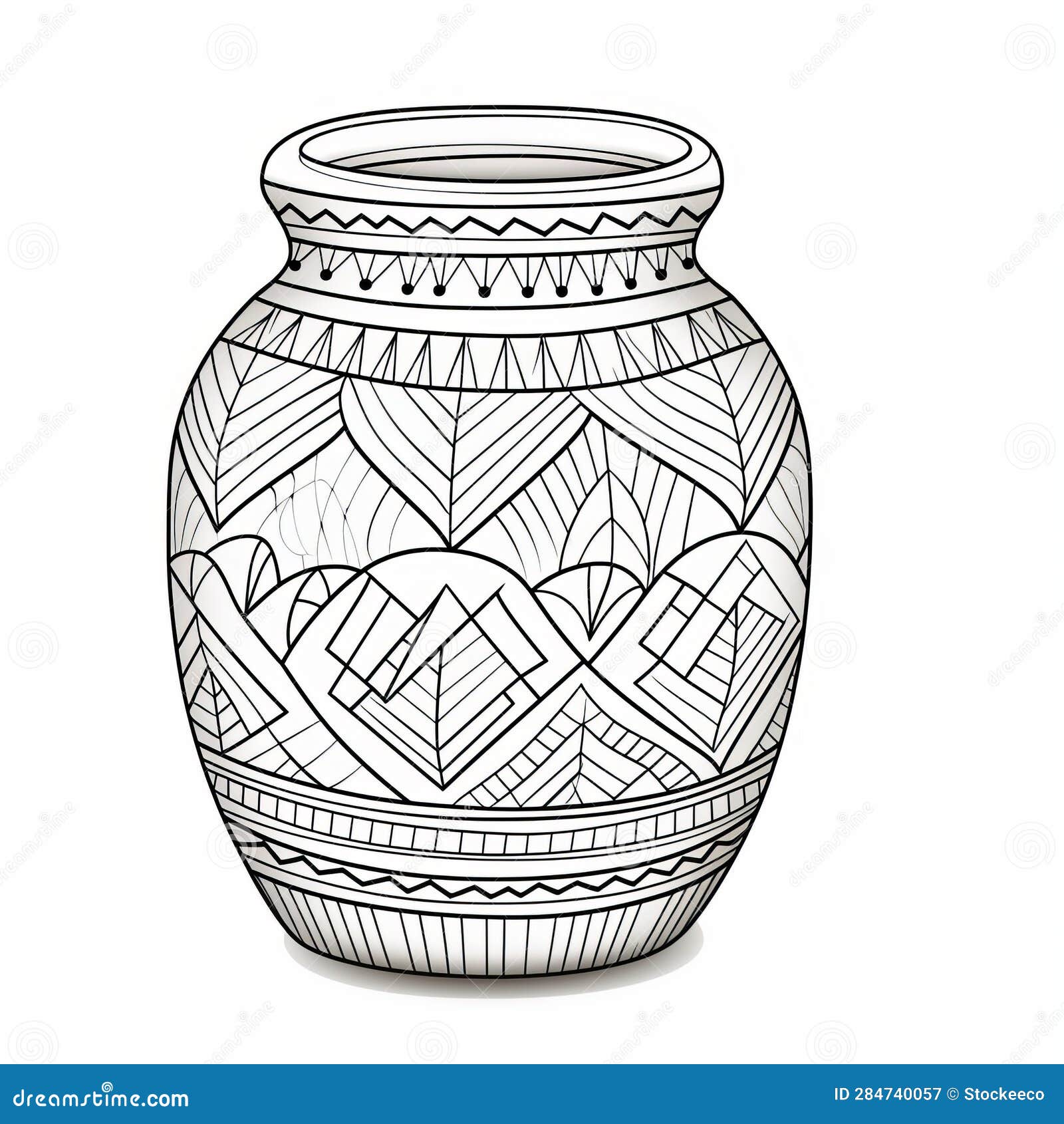 Coloring Page for Kids: West African Pattern Jar with Vector Lines ...