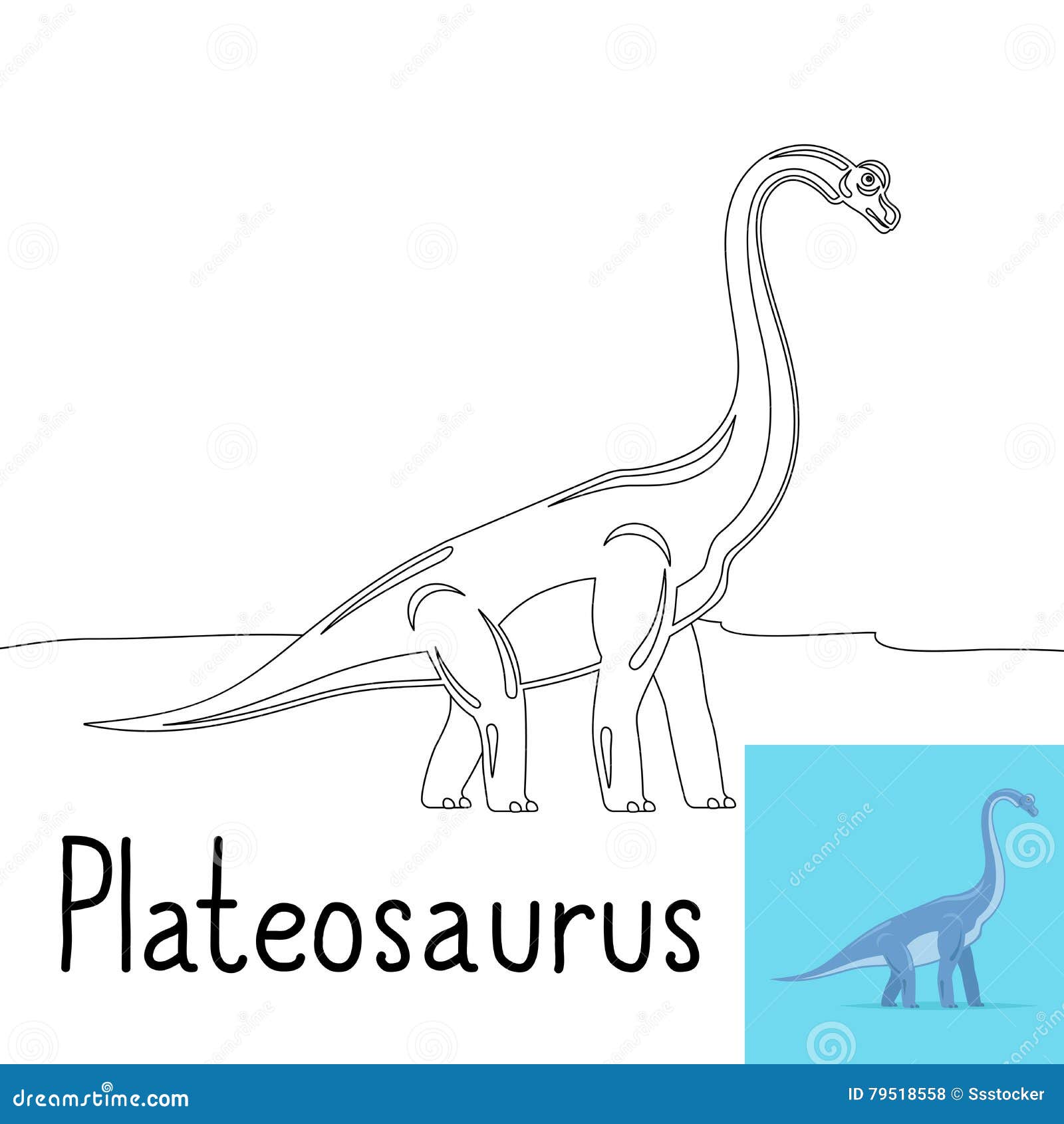 Coloring Page for Kids with Plateosaurus Stock Vector - Illustration of ...