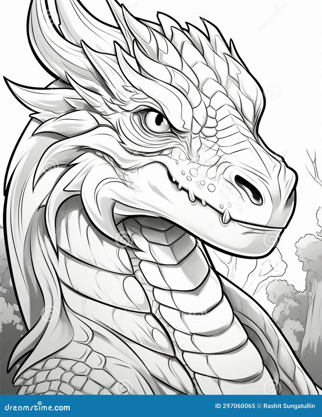 Coloring Page for Kids Portrait of a Dragon Stock Illustration ...