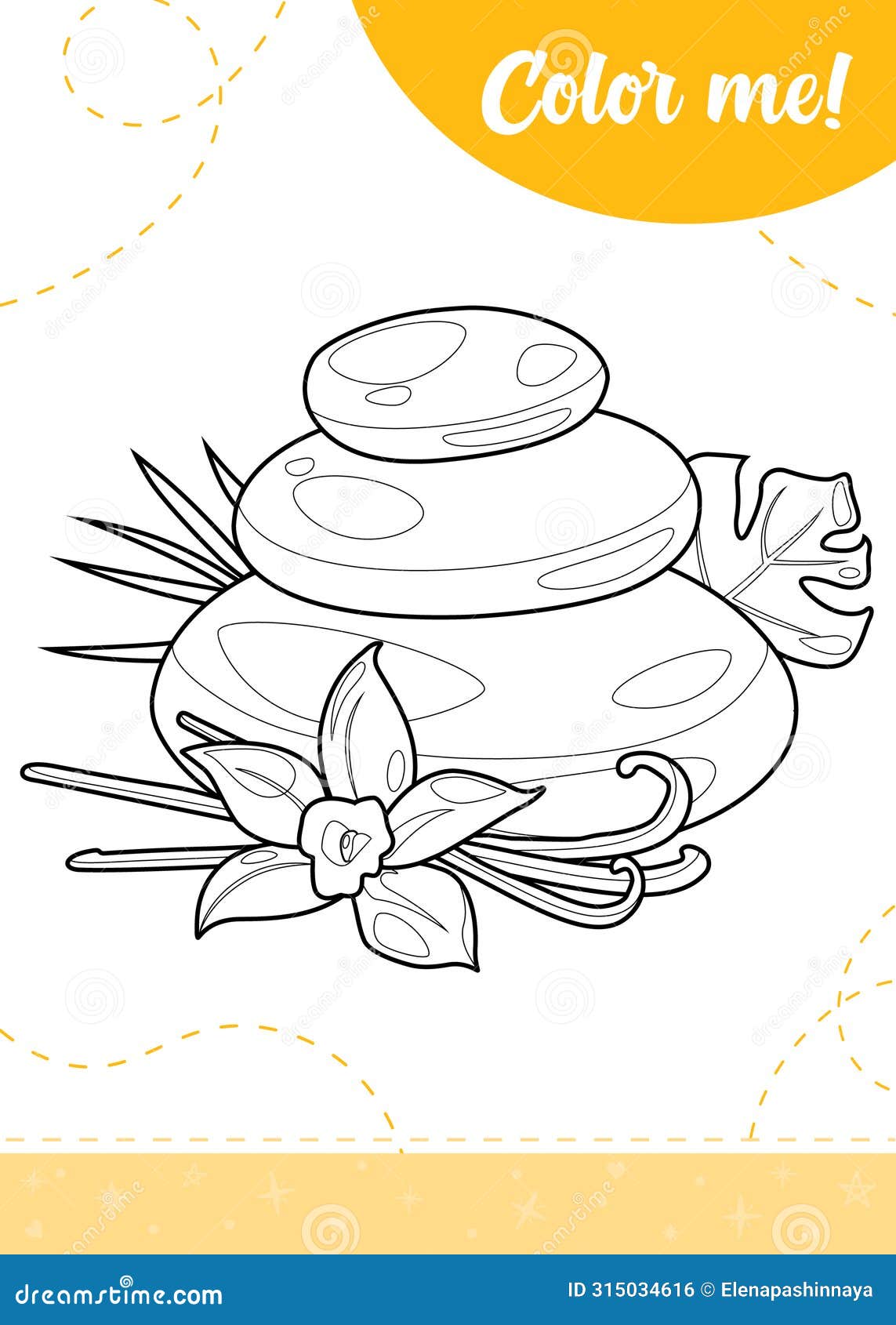Coloring Page for Kids with Vanilla Flower. Stock Vector - Illustration ...