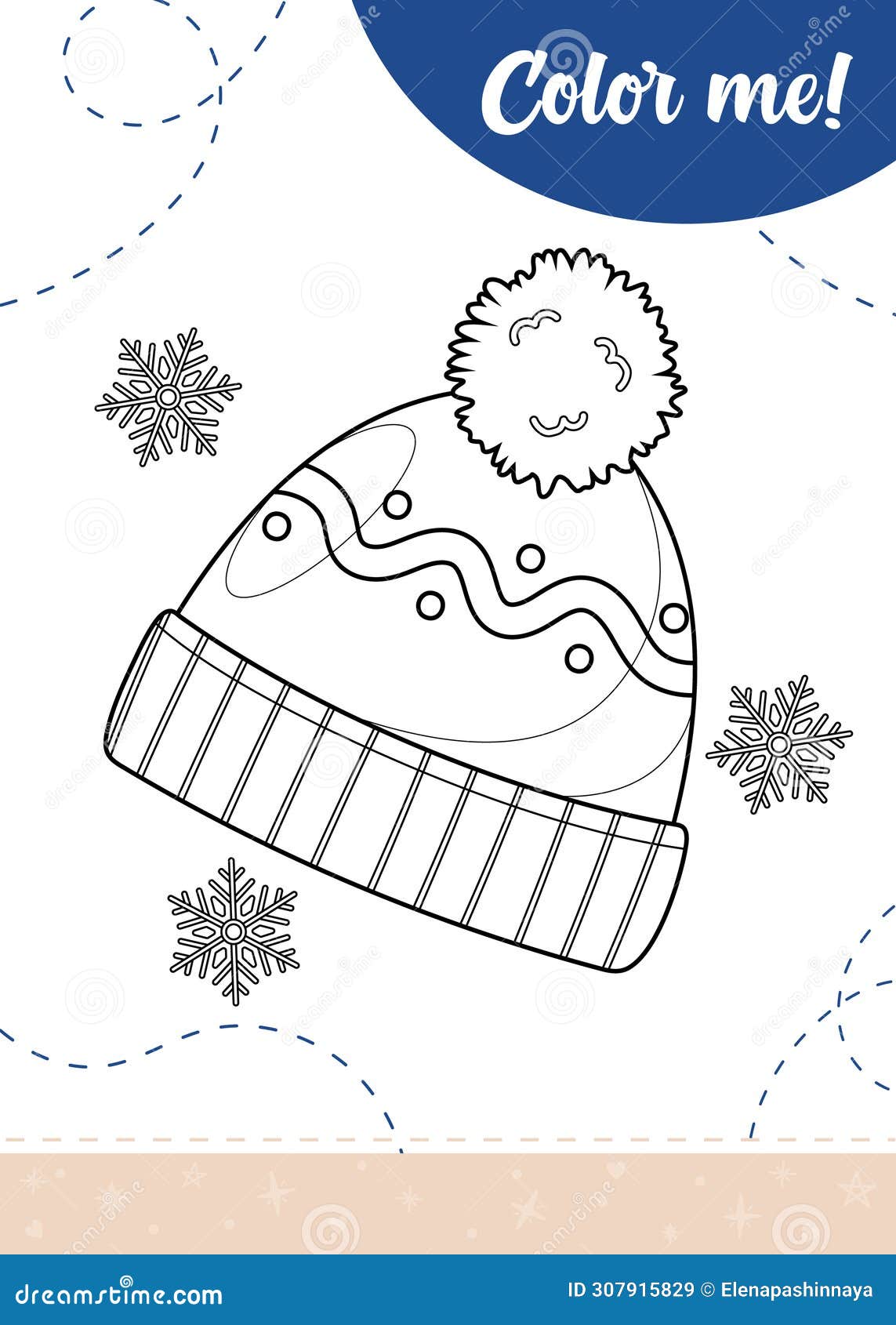 Coloring Page for Kids with Winter Hat. a Printable Worksheet, Vector ...