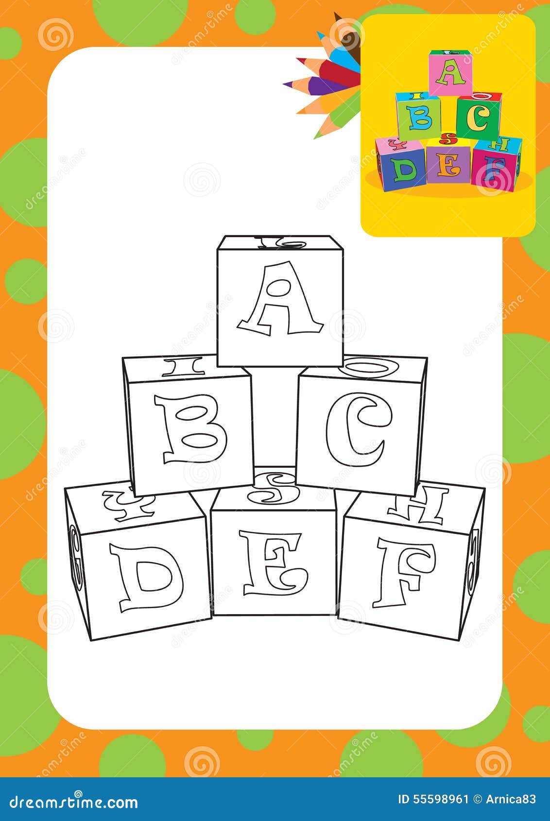 Letter Cubes And Cute Kids Learning Letters Cartoon Vector ...