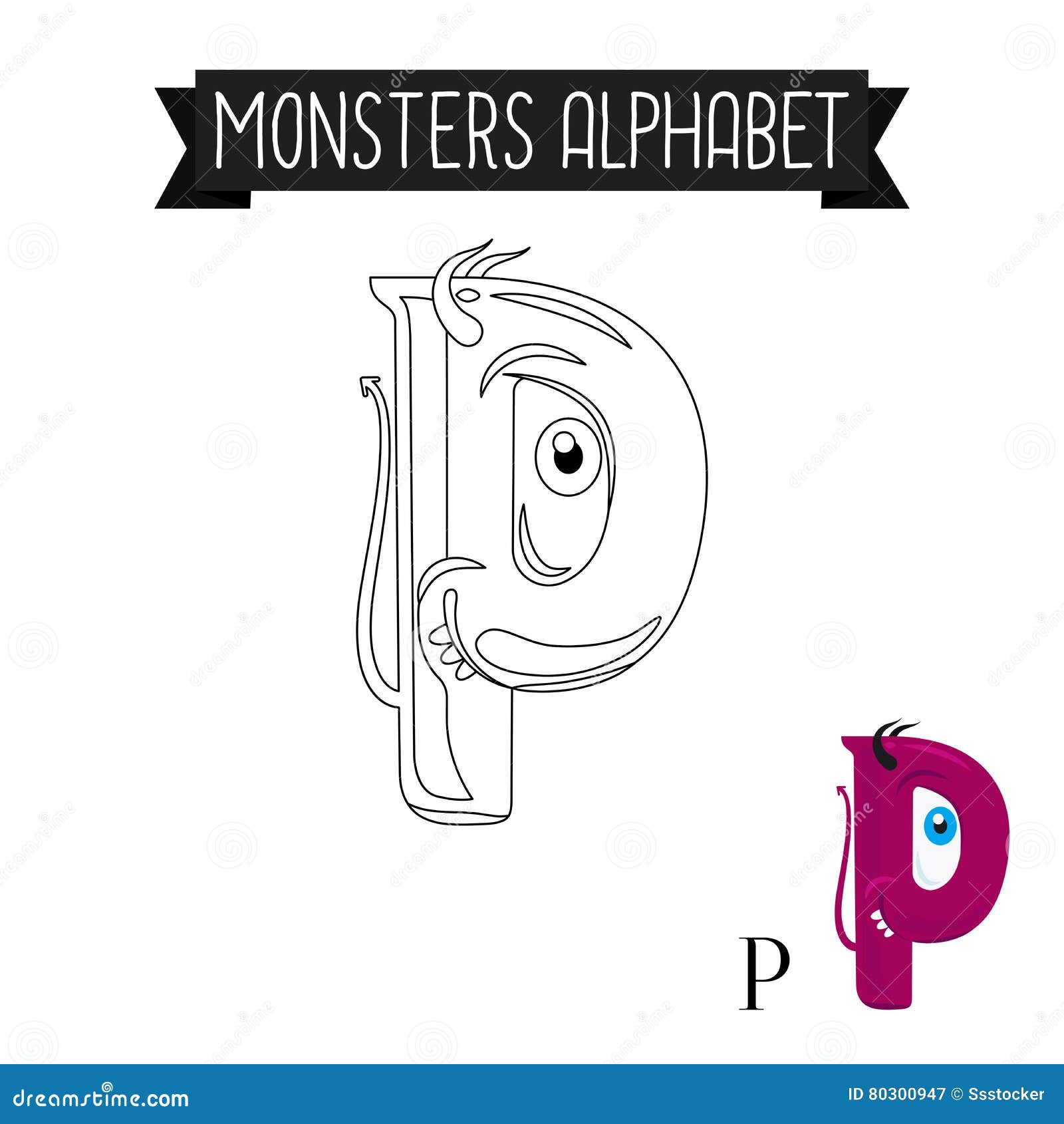 Coloring Page Monsters Alphabet Letter P Stock Vector - Illustration of ...