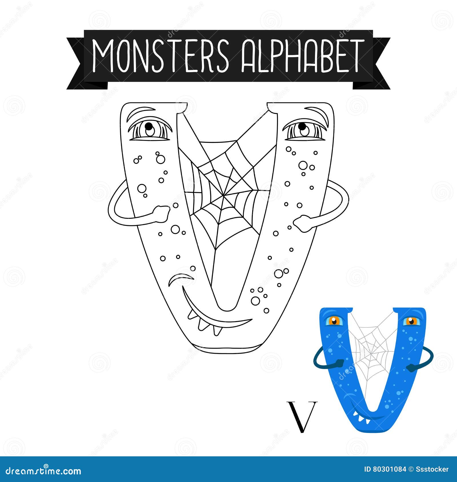 Coloring Page Monsters Alphabet Letter V Stock Vector - Illustration of ...