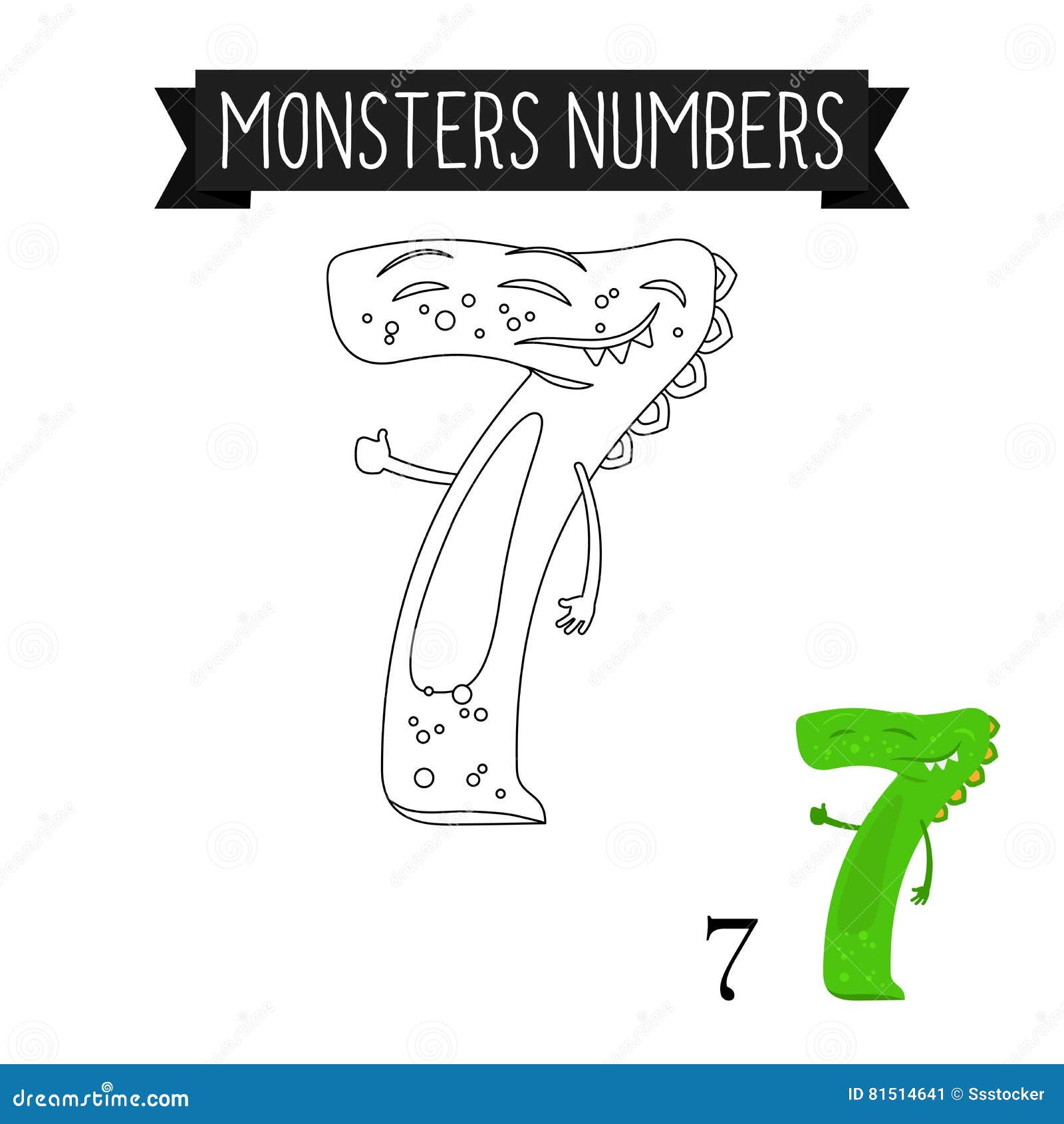 Coloring Page Monsters Number 7 Stock Vector - Illustration of cartoon ...