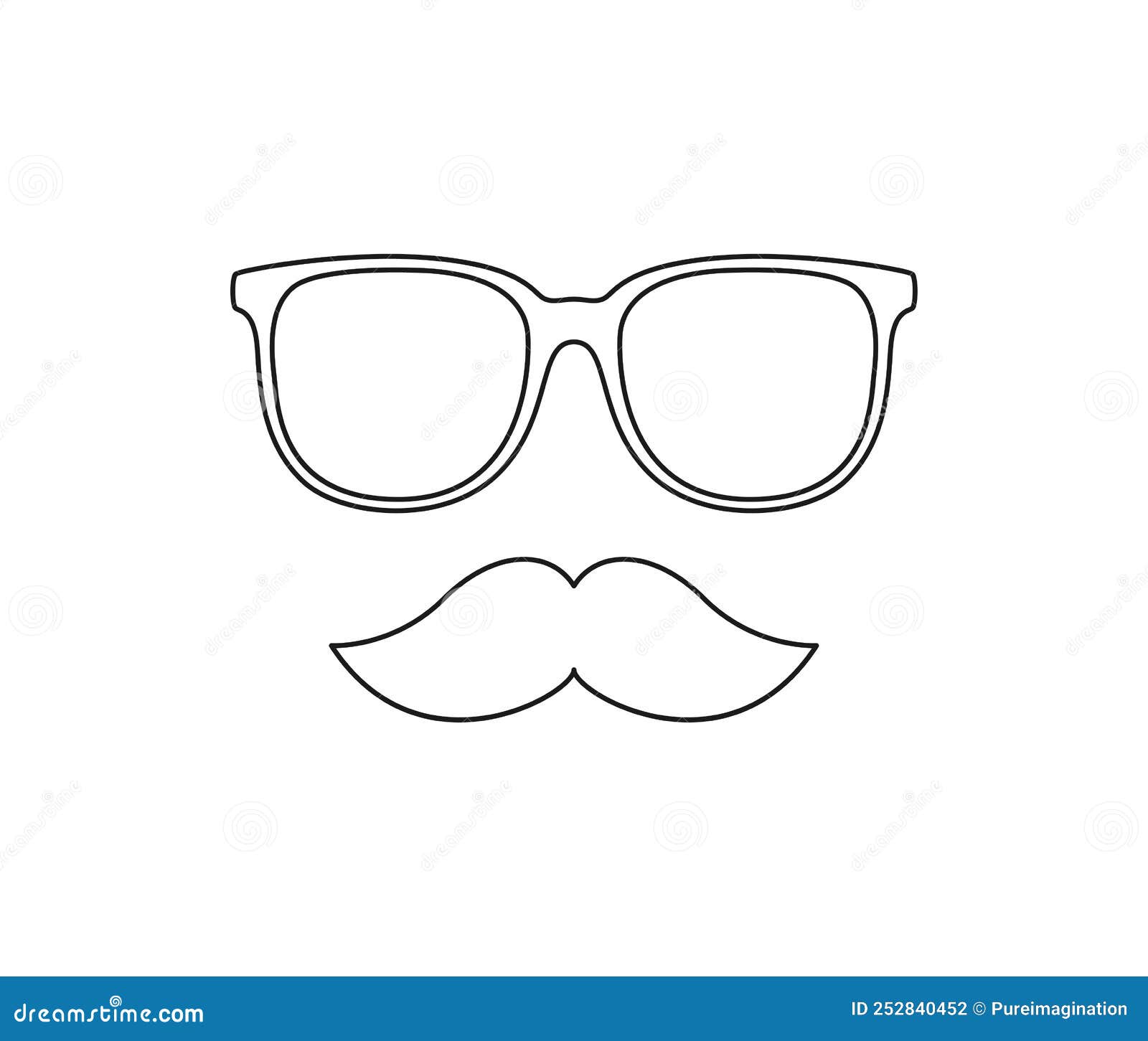 Coloring Page with Mustache and Glasses for Kids Stock Vector ...
