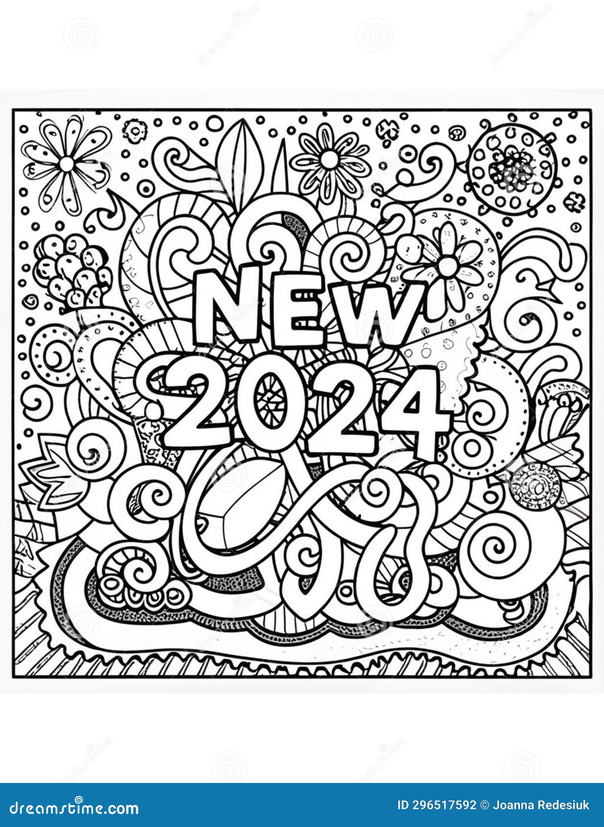 Coloring Page for the New Year 2024 Mandala Stock Illustration ...