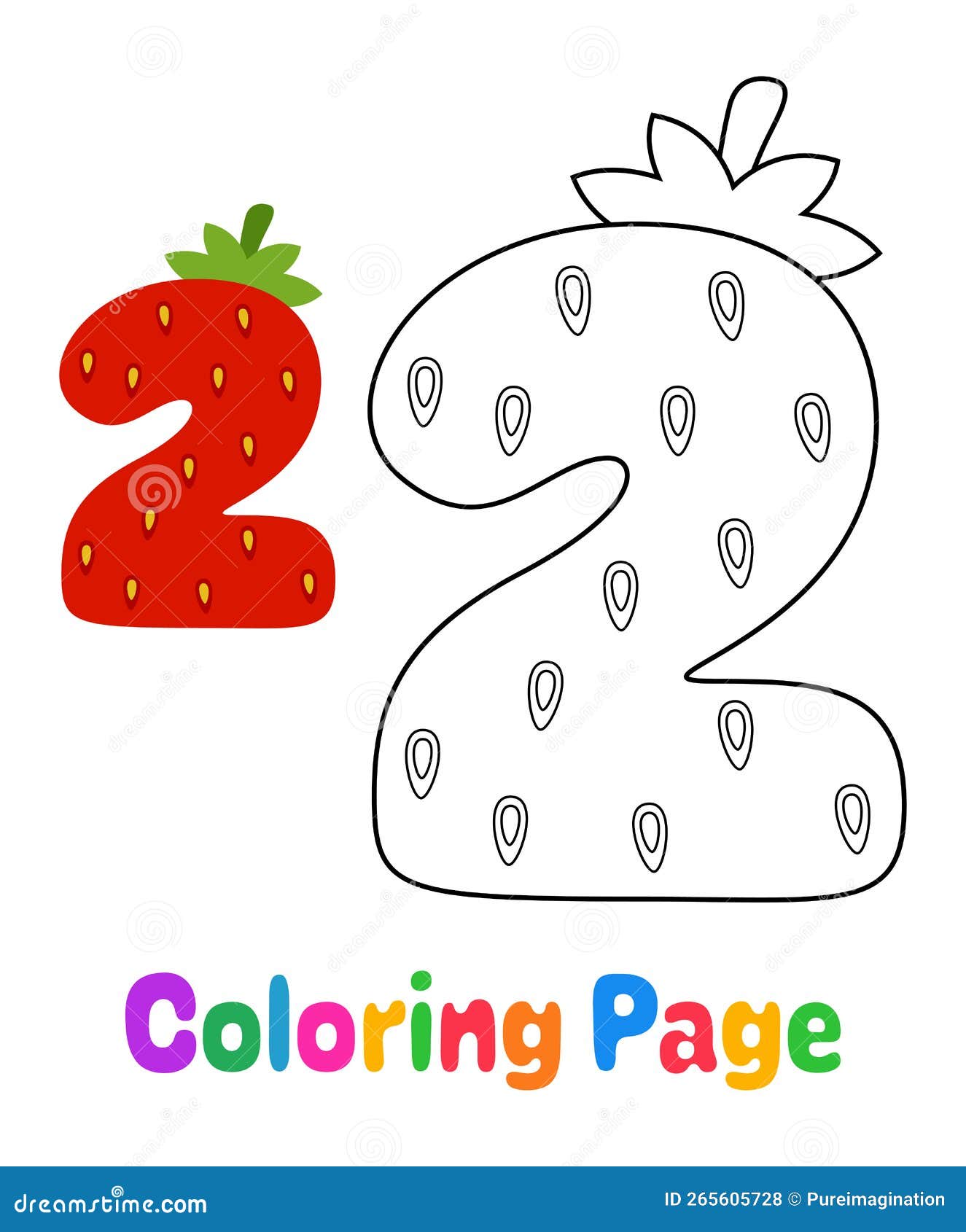 Coloring Page with Number 2 for Kids Stock Vector - Illustration of ...