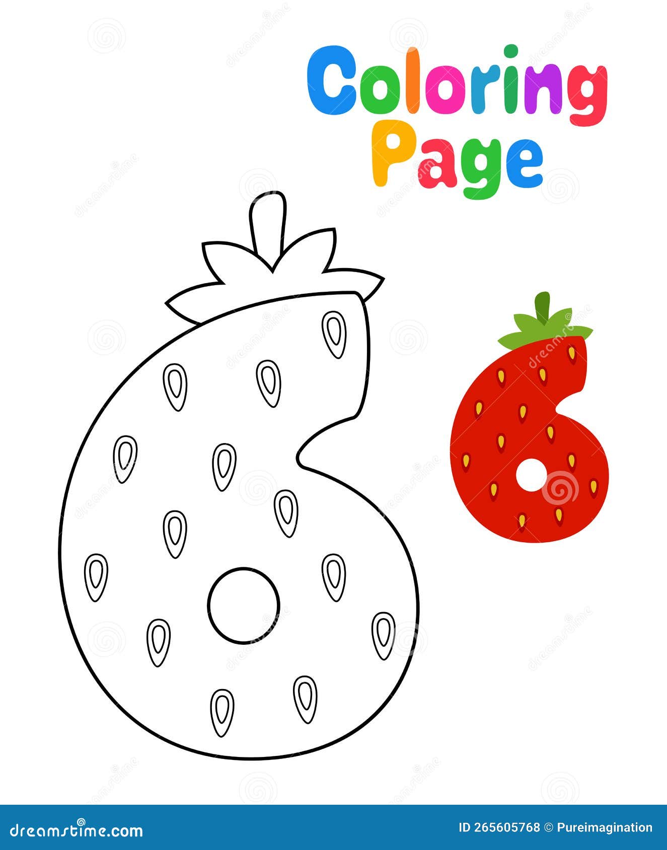 Coloring Page with Number 6 for Kids Stock Vector - Illustration of ...