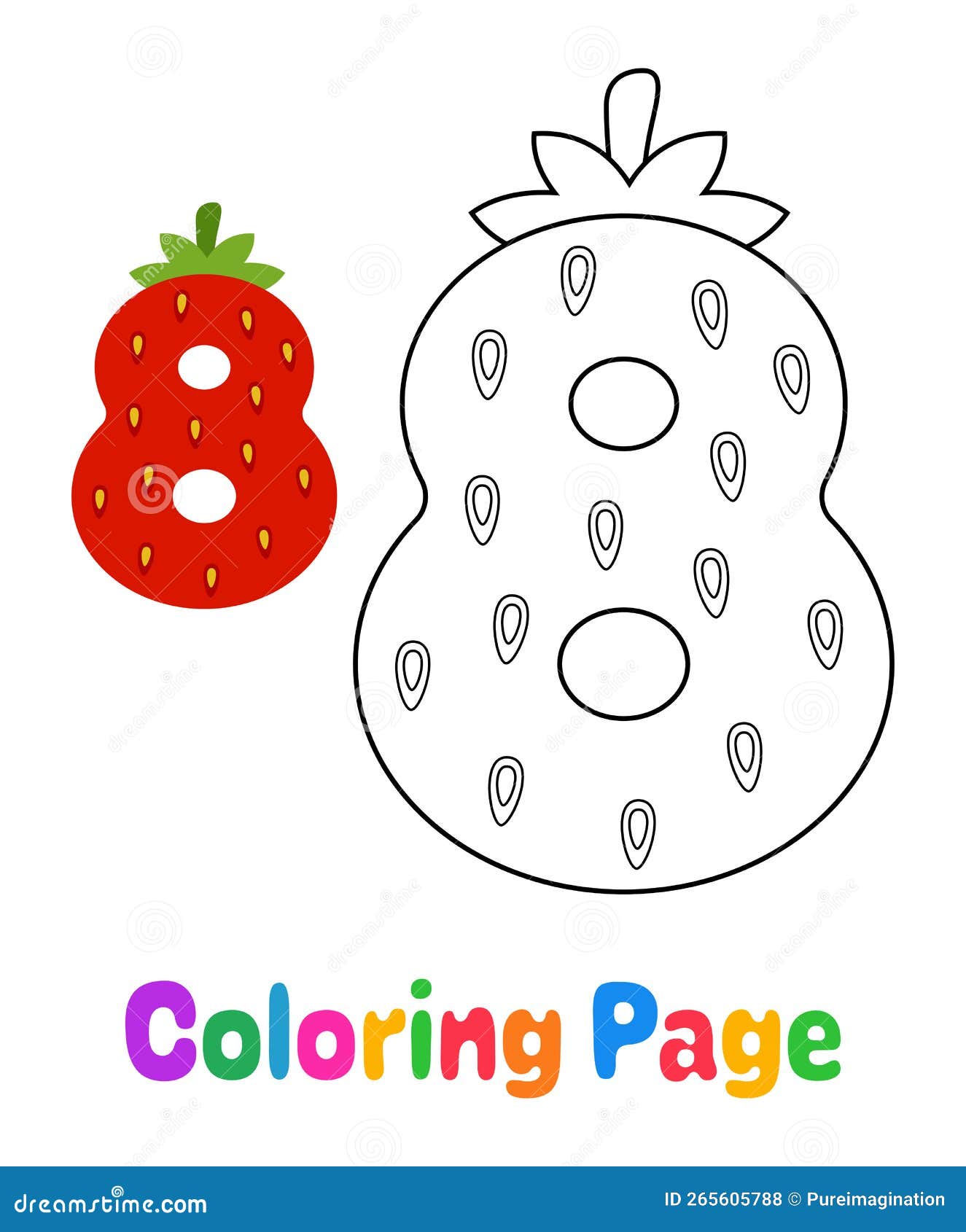 Coloring Page with Number 8 for Kids Stock Vector - Illustration of ...