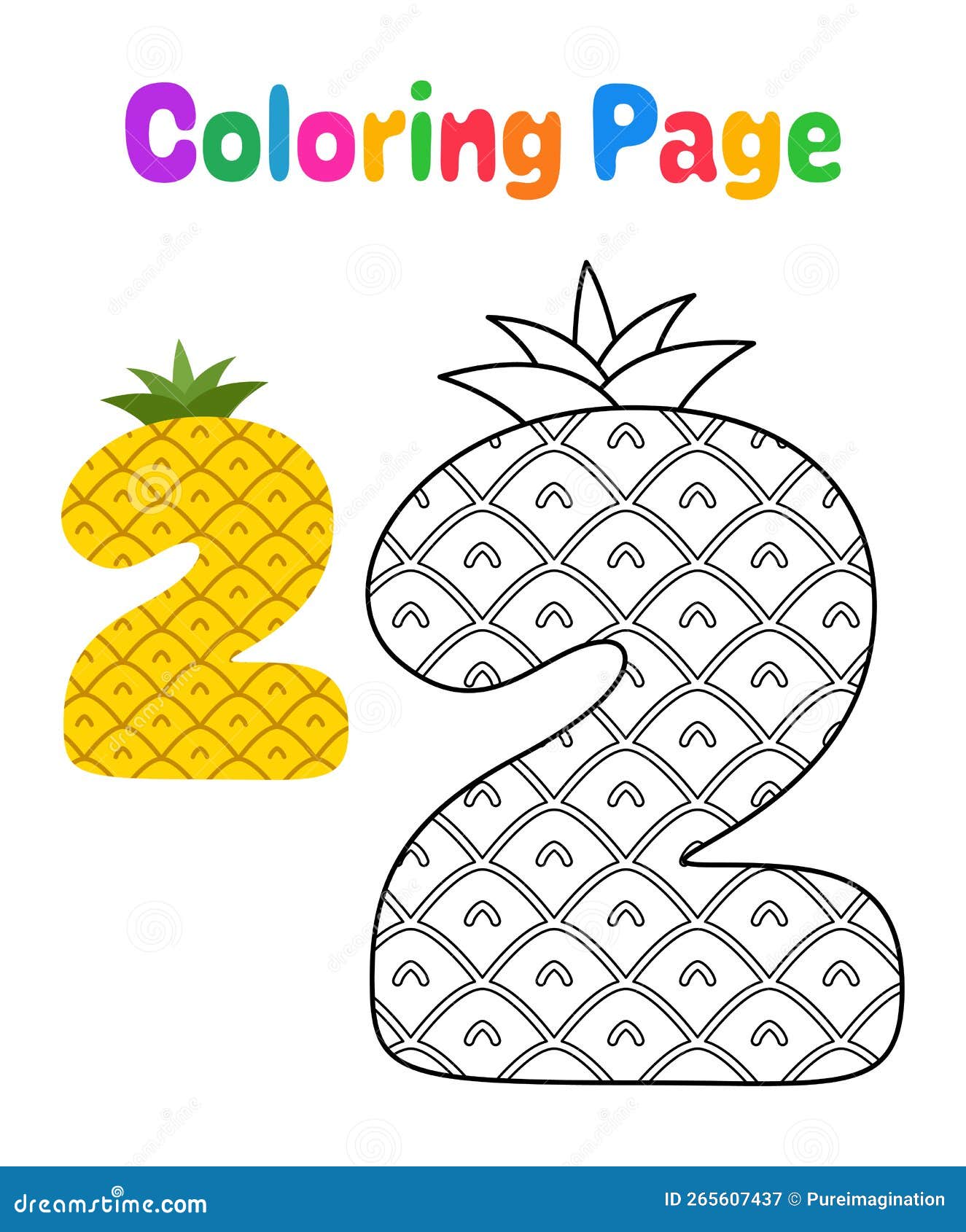 Coloring Page with Number 2 for Kids Stock Vector - Illustration of ...
